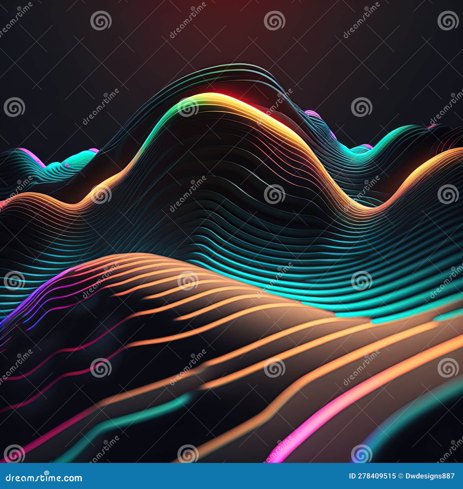 Colorful Psychedelic 3d Waveforms Stock Illustration - Illustration of ...