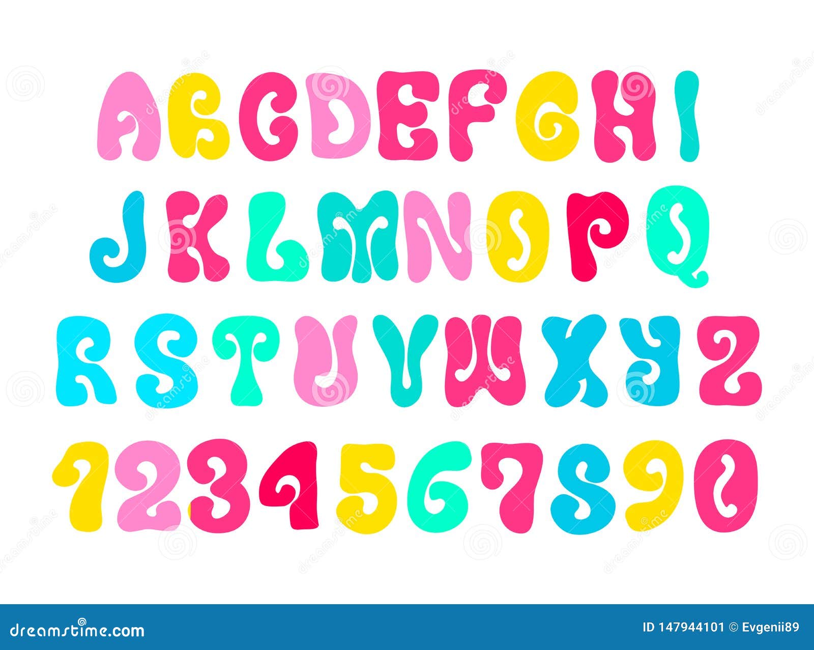 Colorful Psychedelic Hippie Alphabet Isolated on White Stock ...