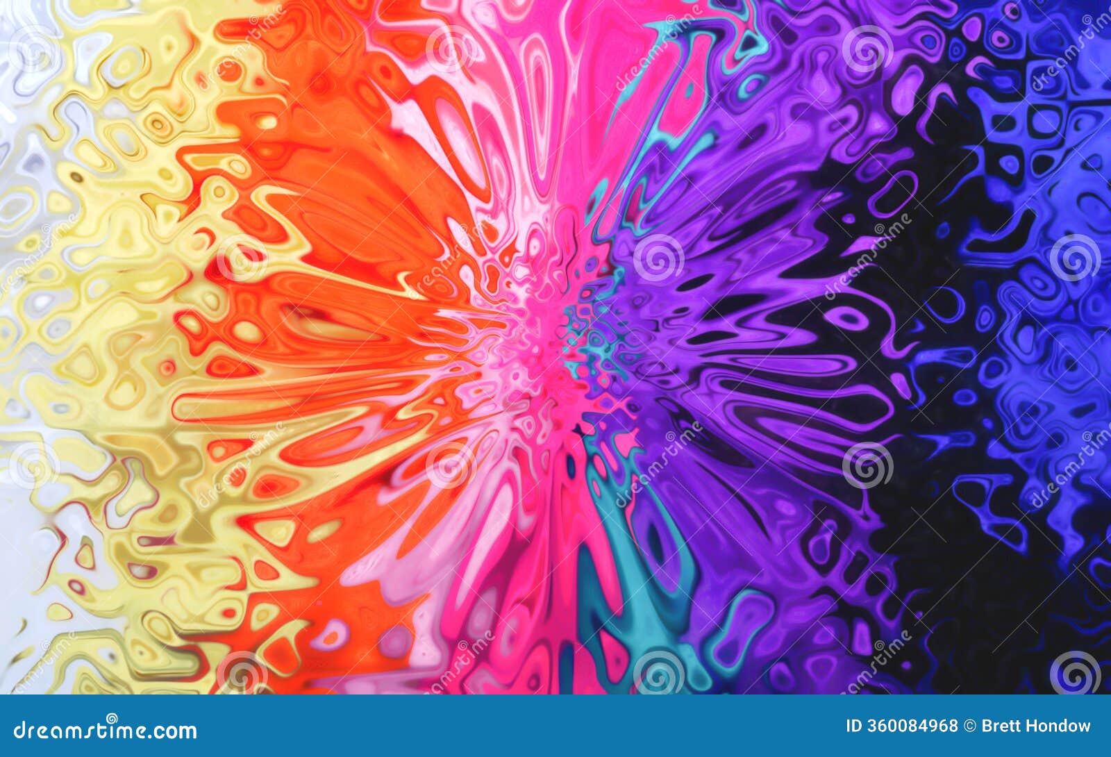 Colorful Psychedelic Centered Paint Splash Abstract Background. Stock ...