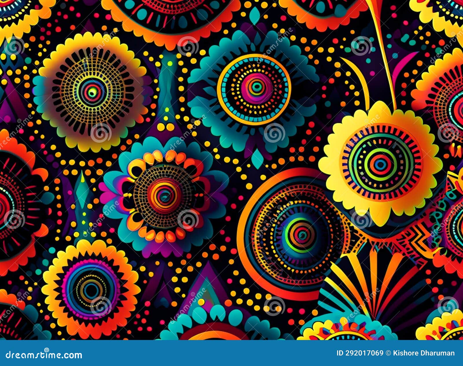 Colorful Psychedelic Shapes Elements Wallpaper Background Stock ...