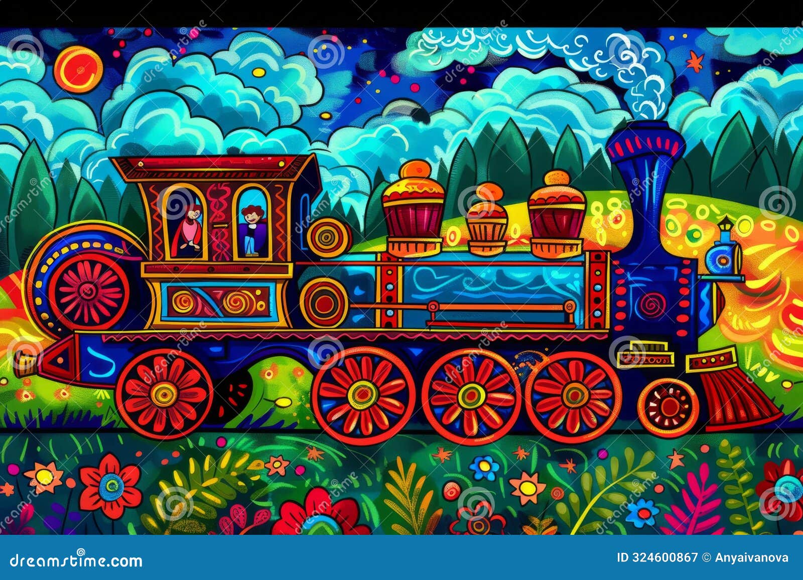 Colorful Psychedelic Train Artwork - Vibrant Abstract Design for Home ...