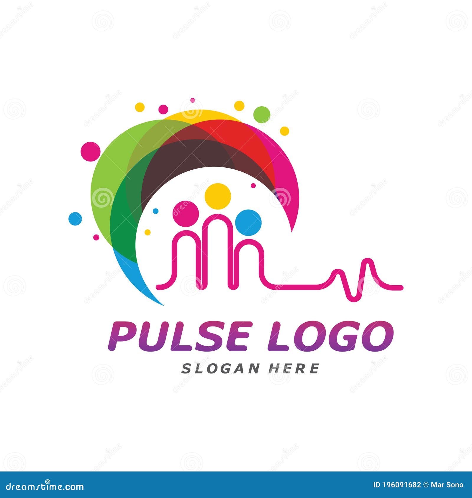 Colorful Pulse Logo Design Concept Vector. People Beat Logo Template ...