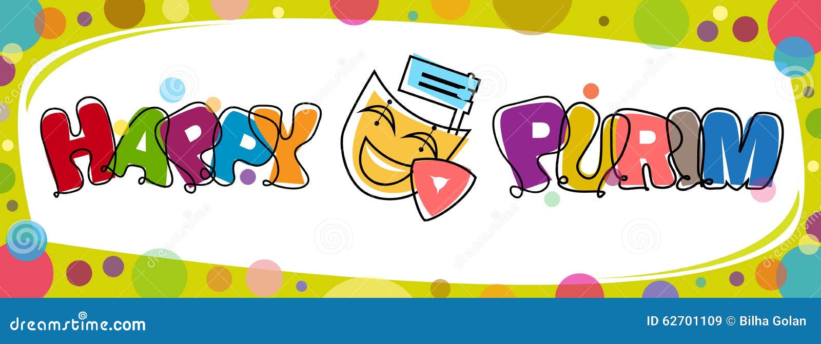 Colorful Purim Banner stock vector. Illustration of holiday - 62701109
