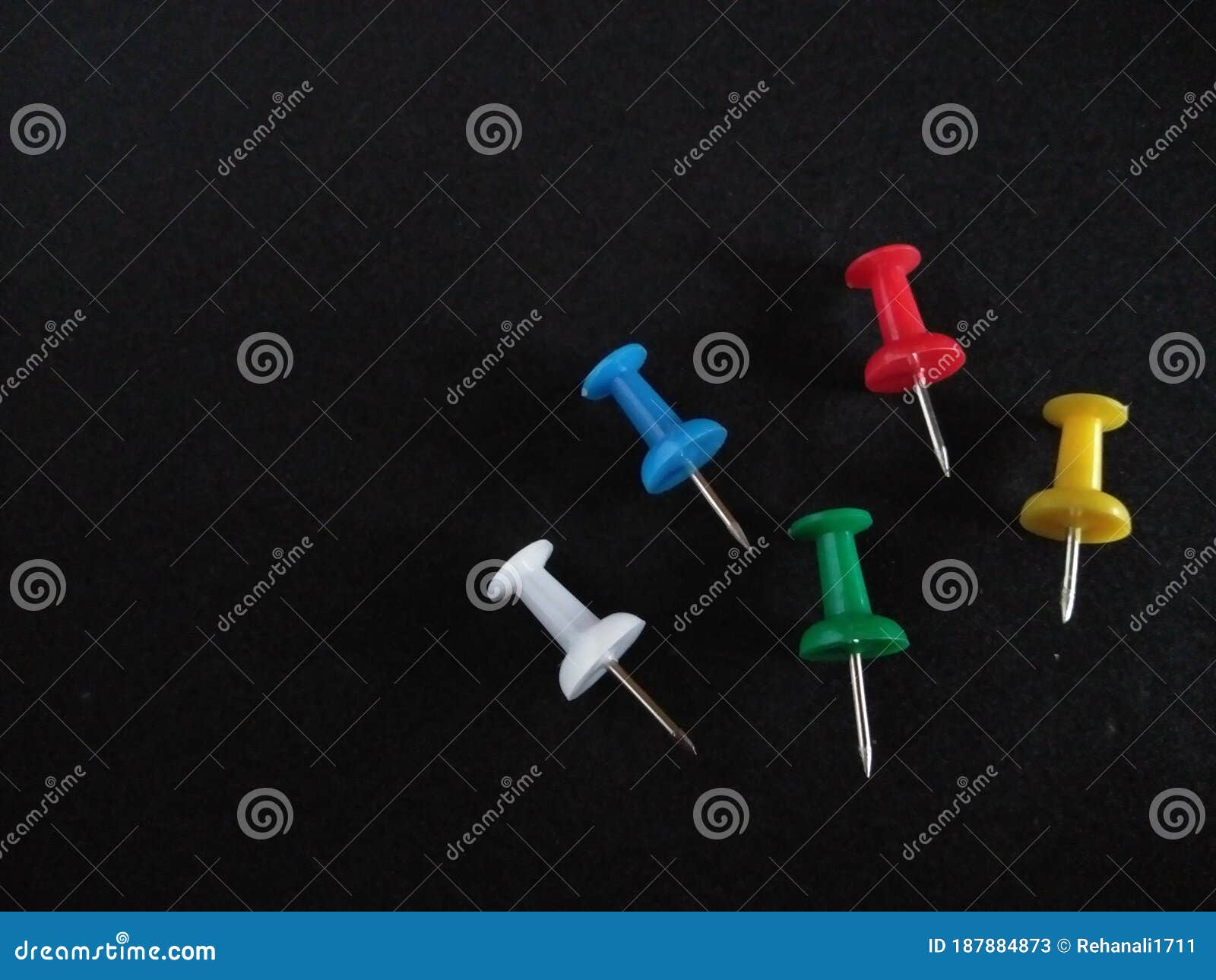 Colorful Push Pin on Black Background Stock Image - Image of clip ...