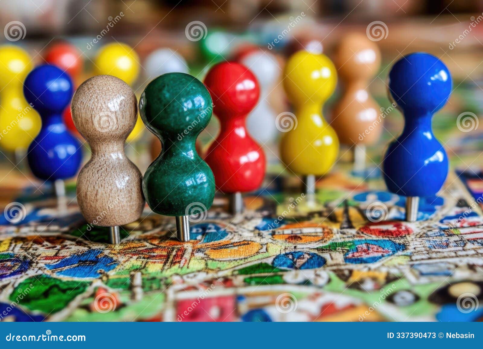 Colorful Push Pins on a Detailed City Map Stock Image - Image of ...