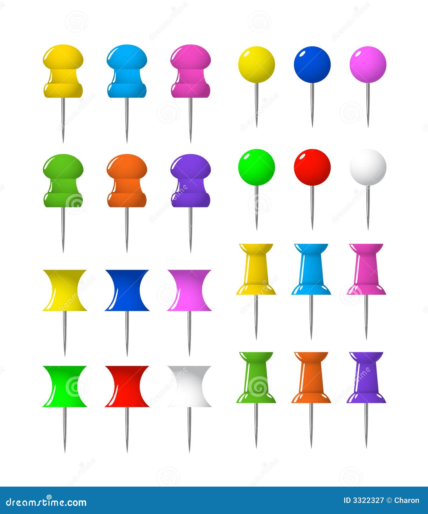 Colorful Push Pins Pushpins Stationery Stock Vector - Illustration of ...