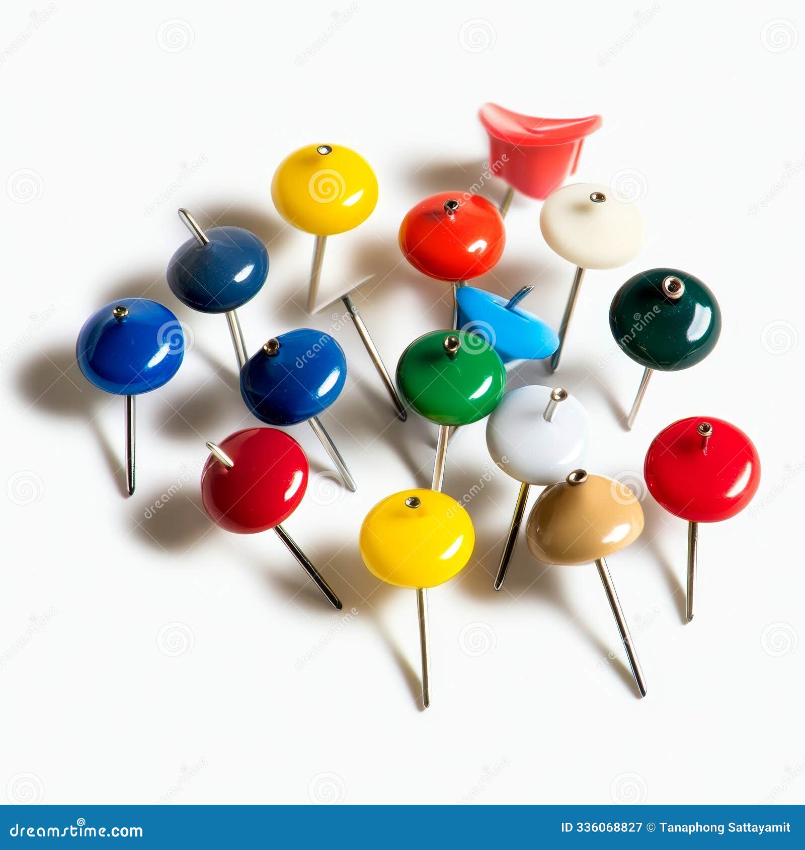 Colorful Push Pins on White Background for Creative Projects Stock ...
