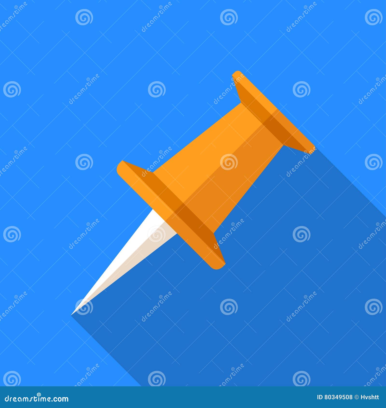 Colorful Pushpin Icon in Modern Flat Style with Long Shadow.Vector ...
