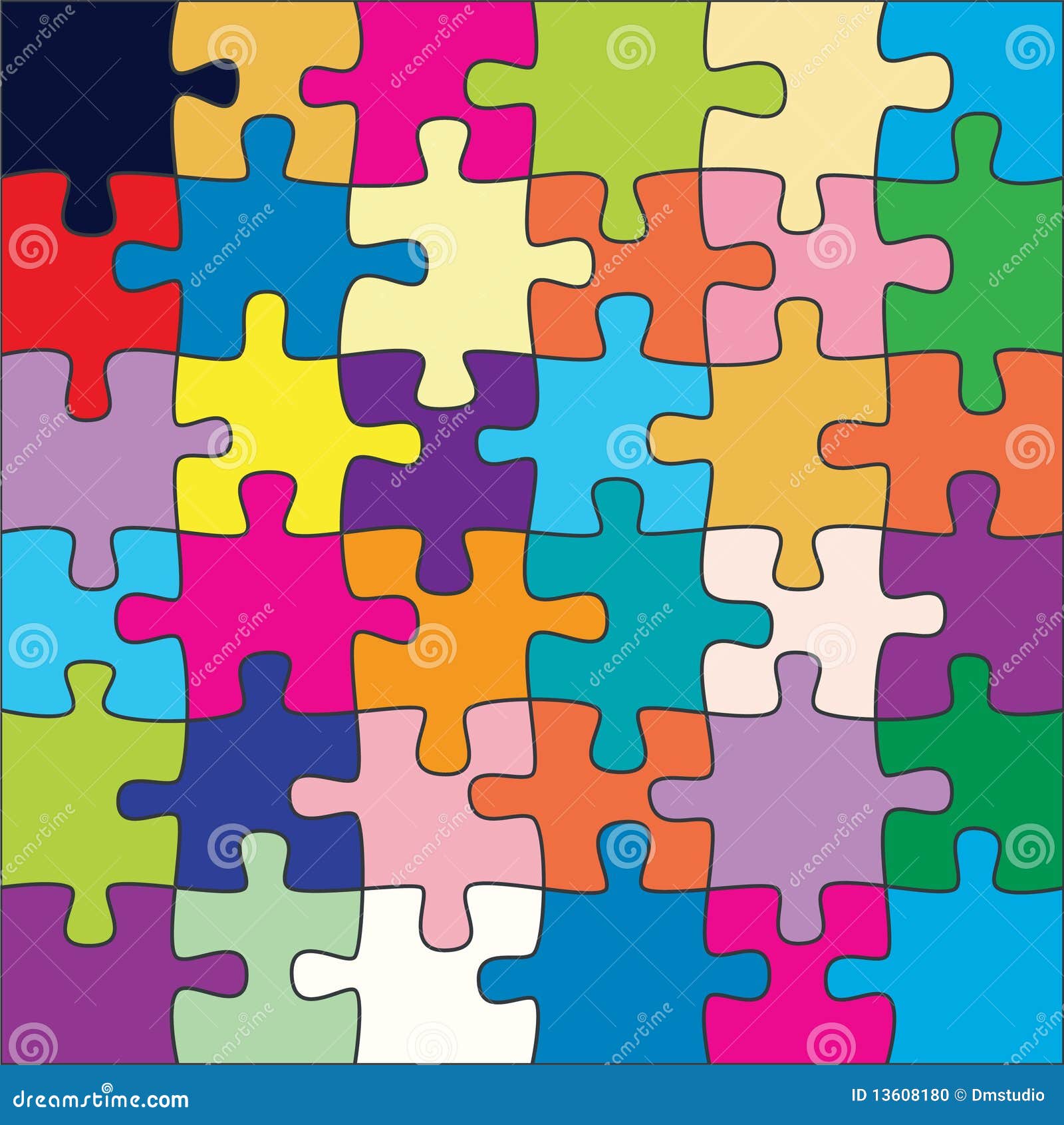Colorful puzzle stock vector. Illustration of teamwork - 13608180