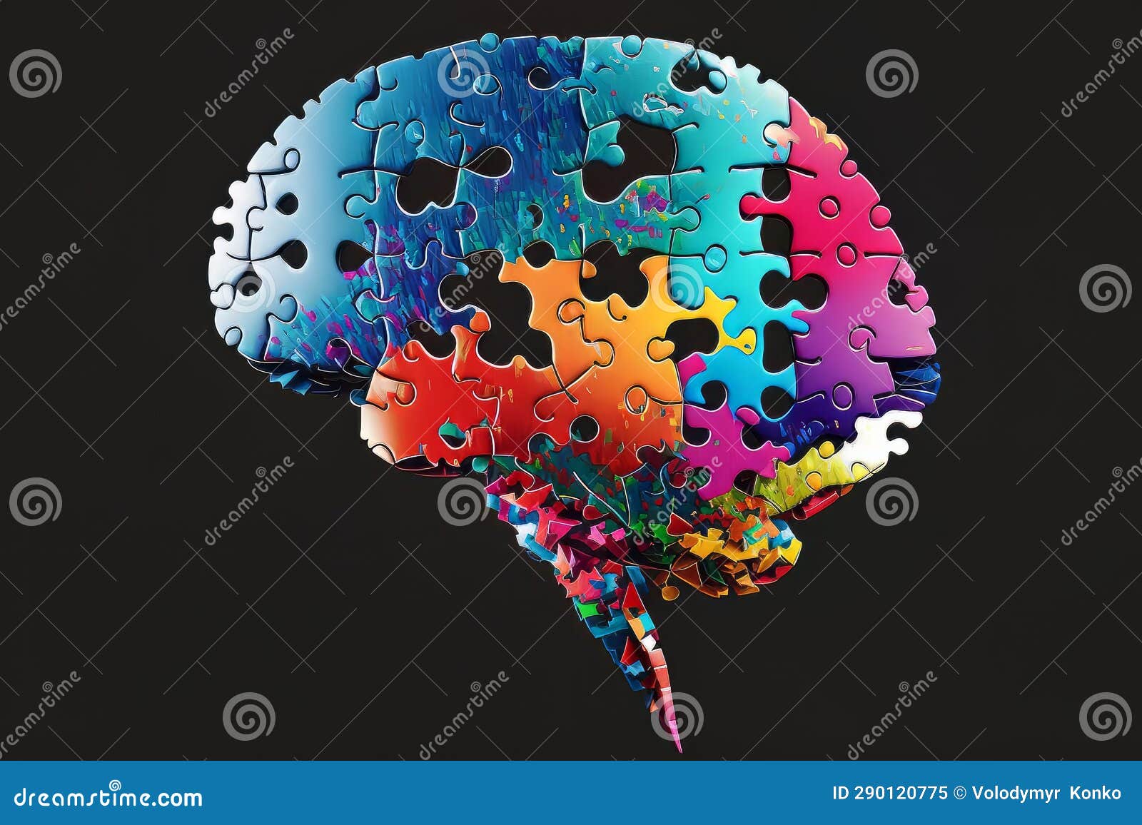 Colorful Puzzle Brain. Neurodiversity Concept. Generative Ai Stock ...