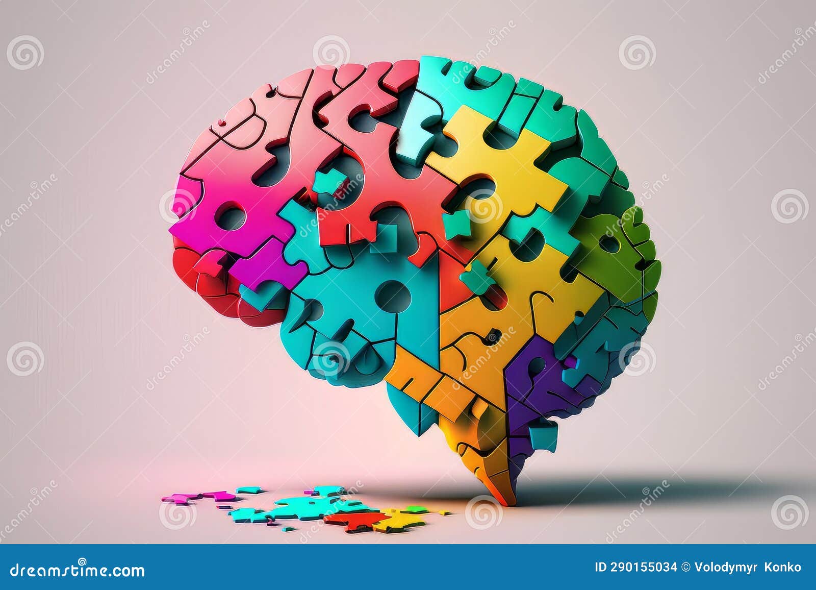 Colorful Puzzle Brain. Neurodiversity Concept. Generative Ai Stock ...