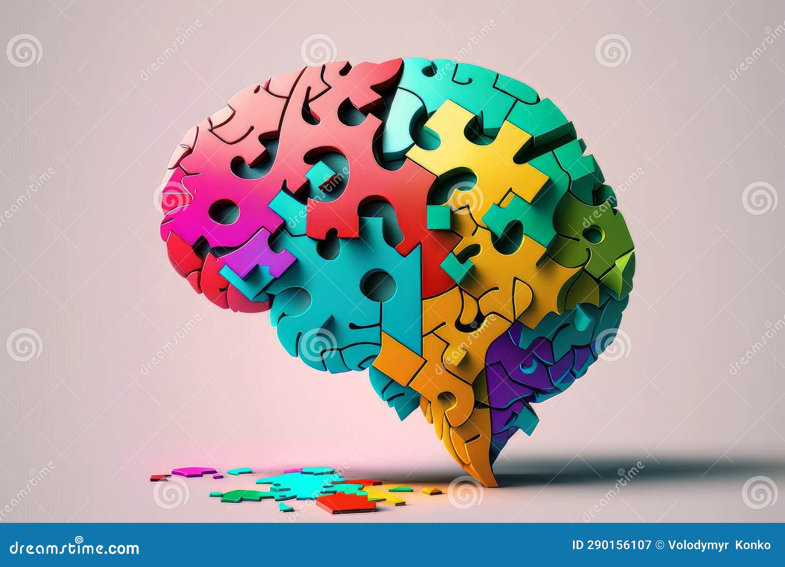 Colorful Puzzle Brain. Neurodiversity Concept. Generative Ai Stock ...