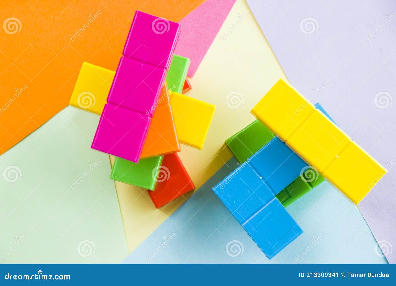 Colorful Puzzle Cubes Background, Geometric Figures, Table Game Stock ...