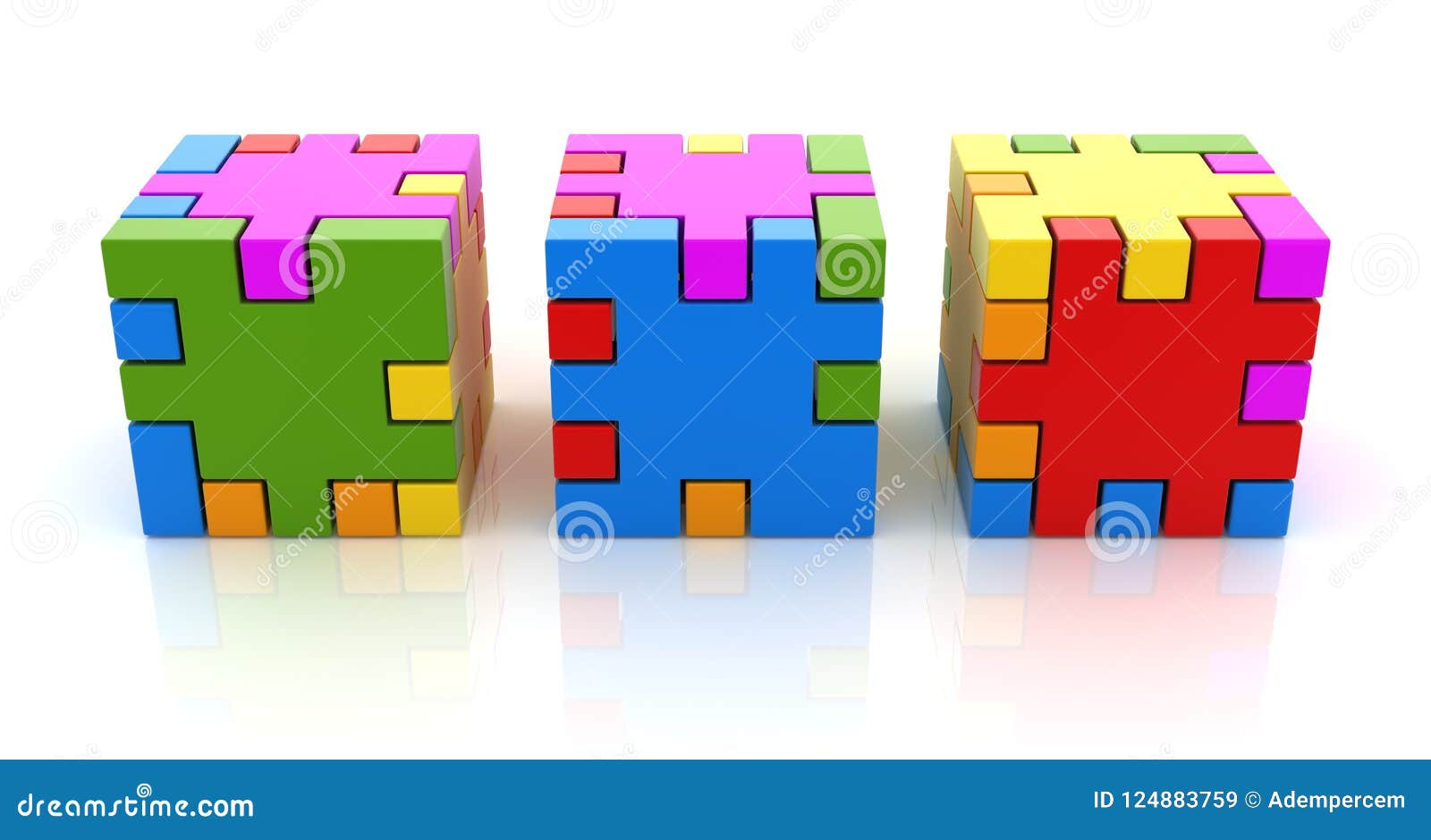 Colorful Puzzle Cubes stock illustration. Illustration of challenge ...