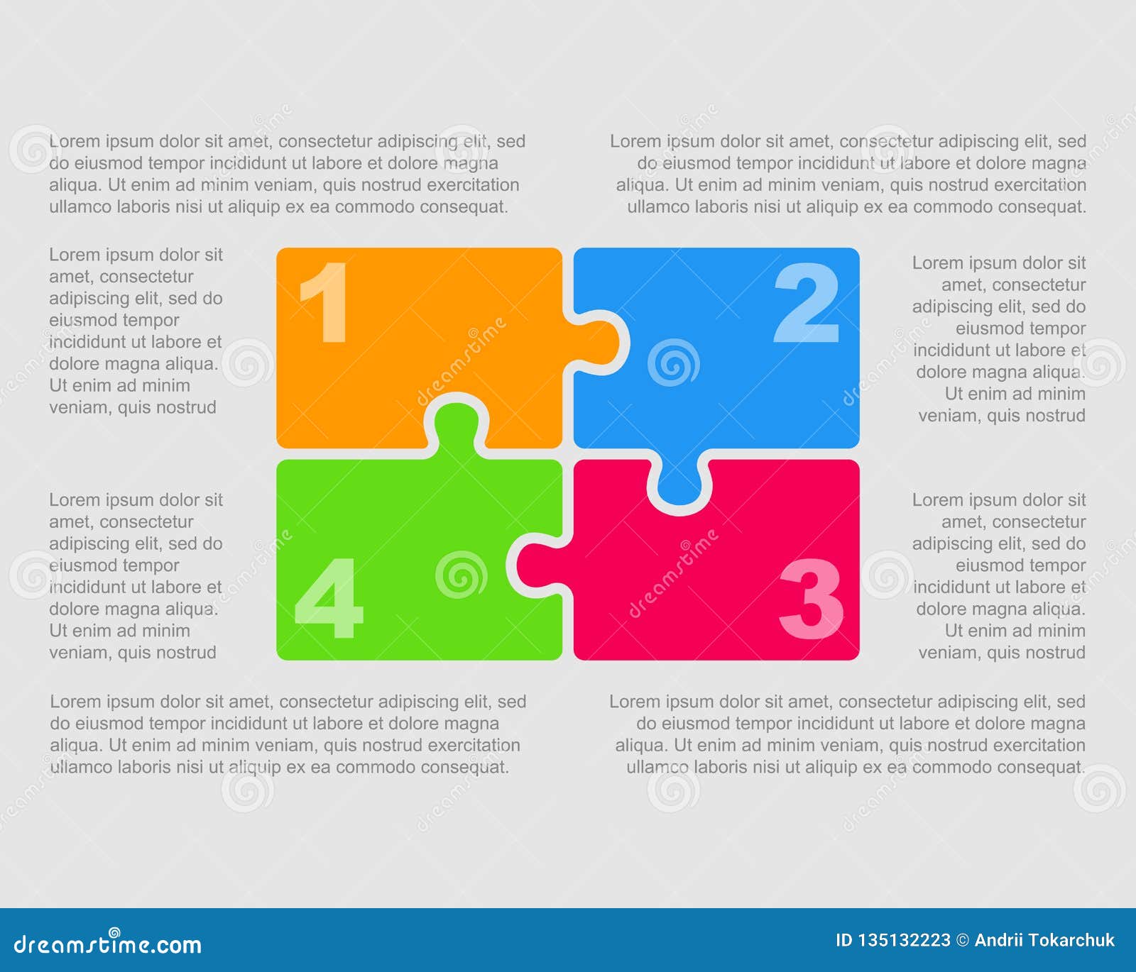 The Puzzle Jigsaw Pieces Infographic Four Steps. Stock Vector ...