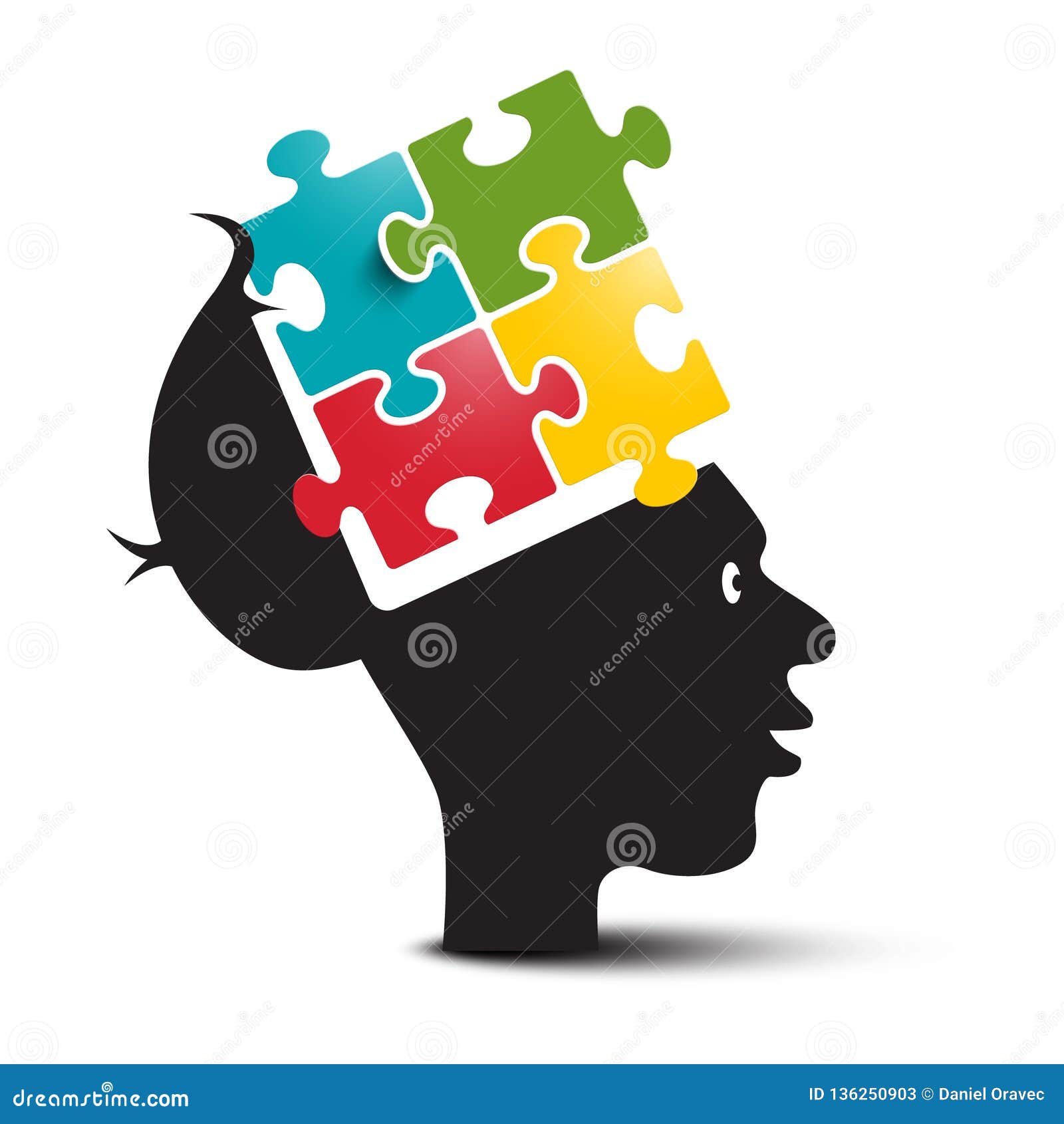 Brain In An Open Head With Wires. Nerve Cell Stimulation Cartoon Vector ...