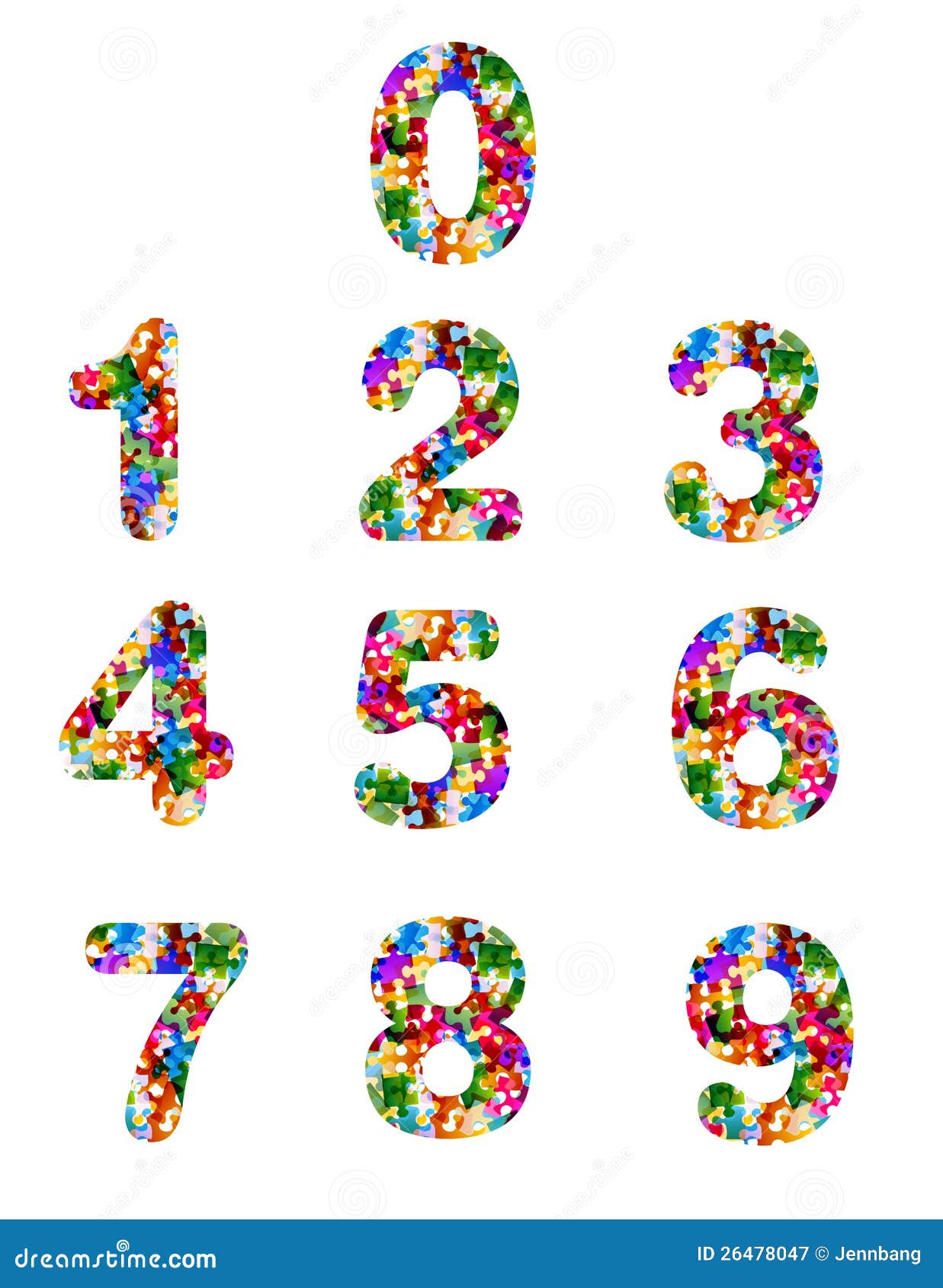 Colorful puzzle numbers stock illustration. Illustration of decorative ...