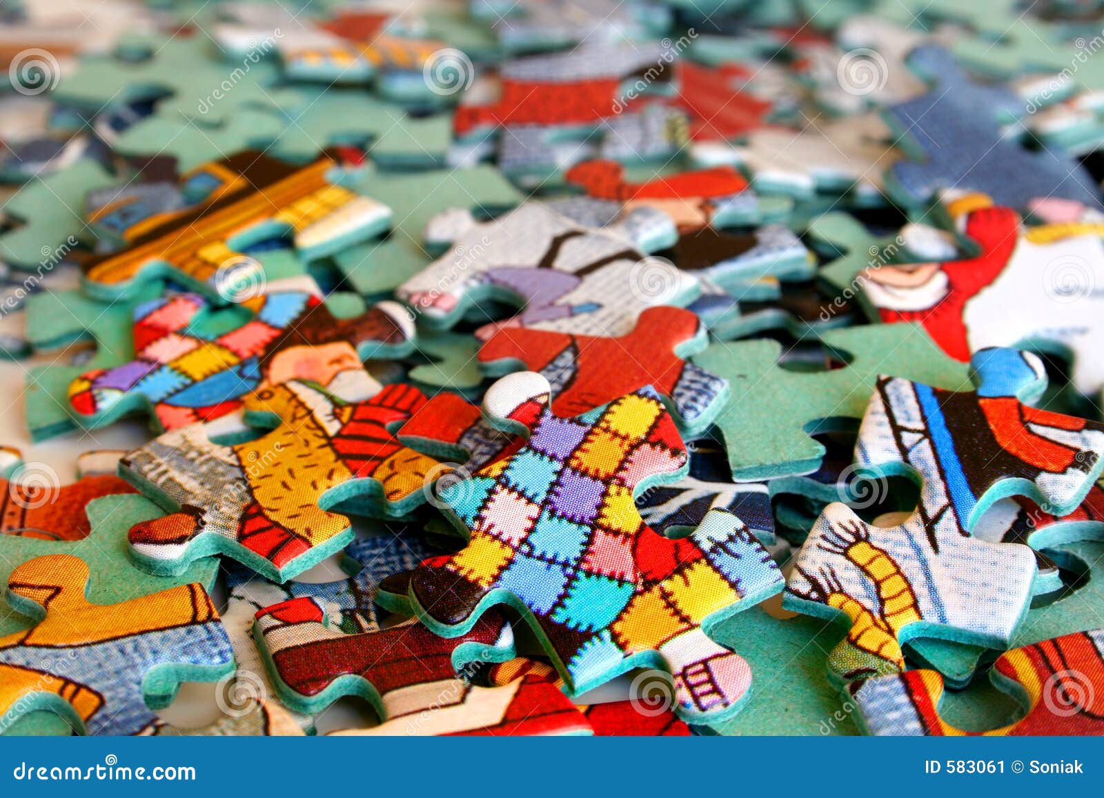Colorful puzzle pieces stock image. Image of white, table - 583061