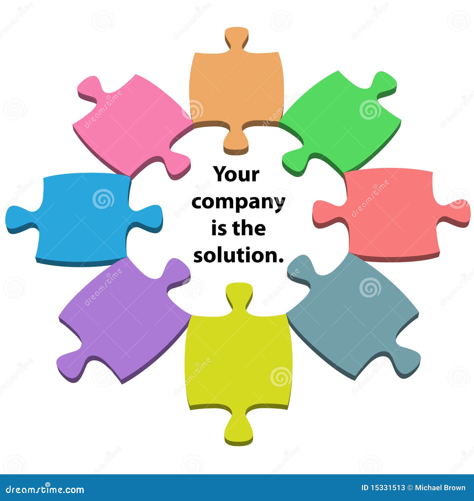 Colorful Puzzle Pieces Center Solution Copy Space Stock Vector ...