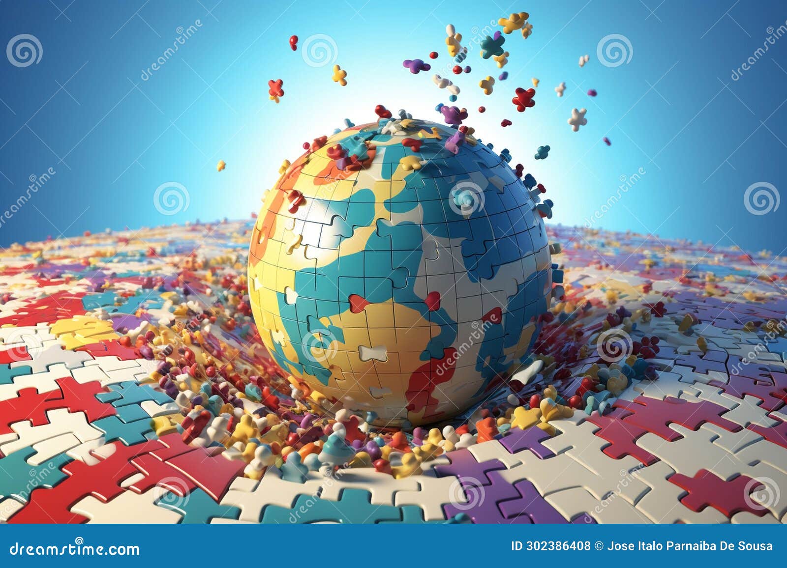 Colorful Puzzle Pieces Coming Together To Form a Stock Illustration ...