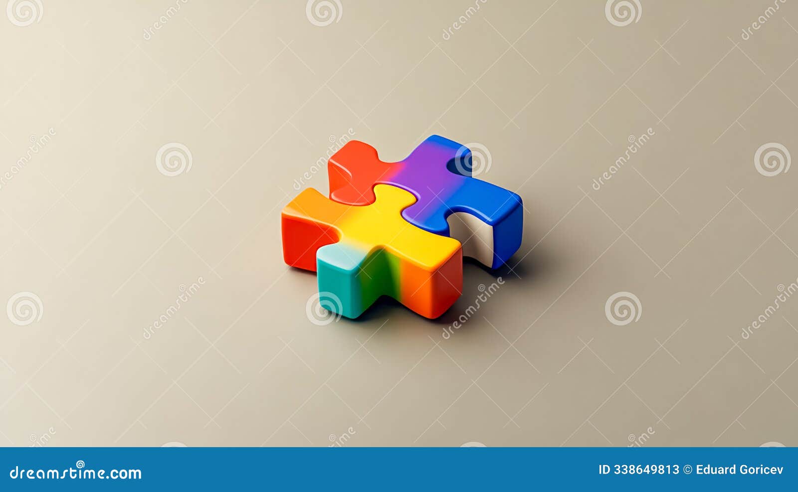 Colorful Puzzle Pieces Forming a Larger Whole on a Solid Background ...
