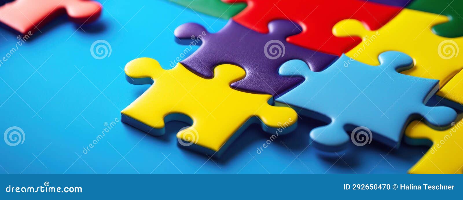 Colorful Puzzle Pieces are Connected Together on Blue Background Stock ...