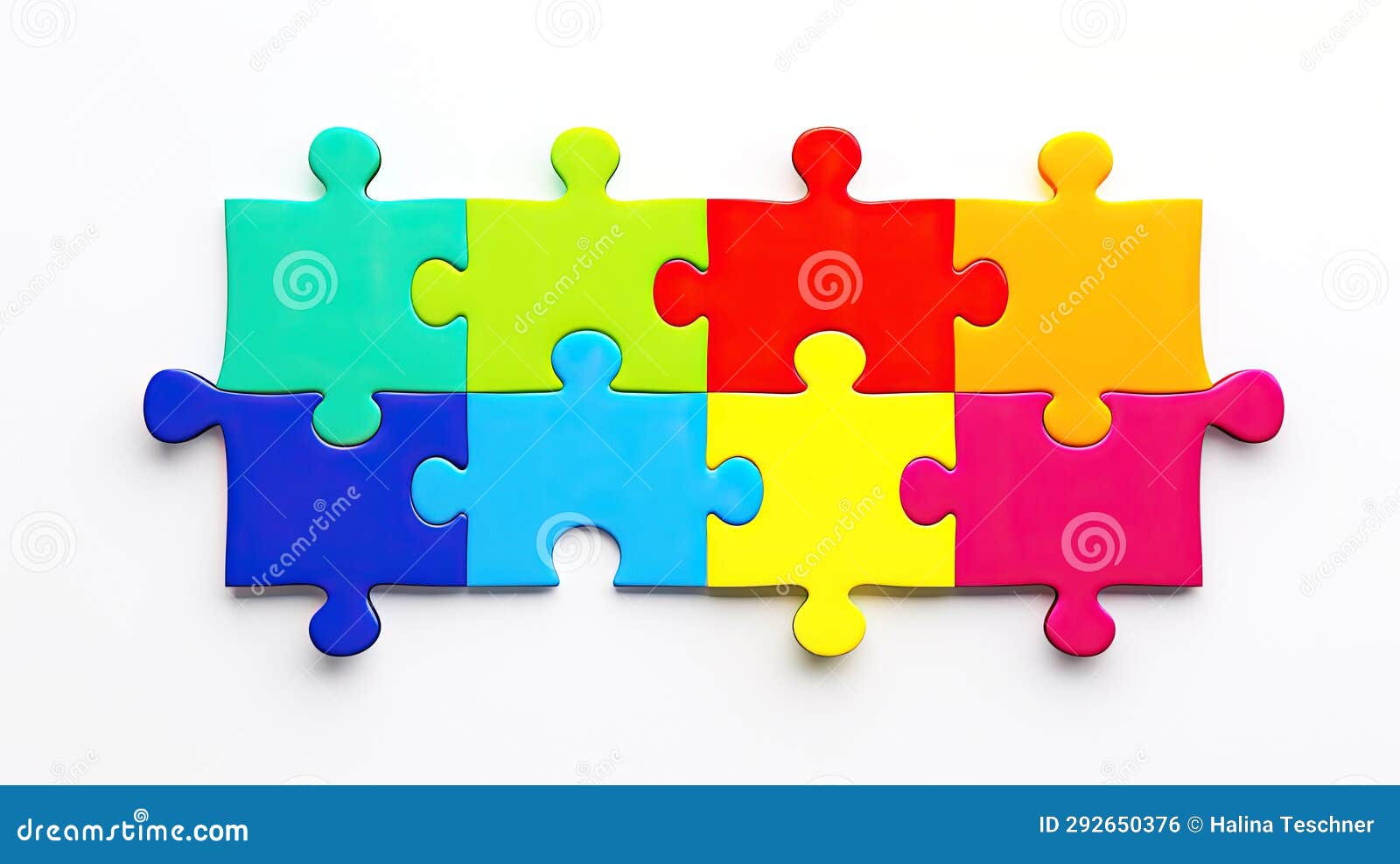 Colorful Puzzle Pieces are Connected Together on White Background Stock ...