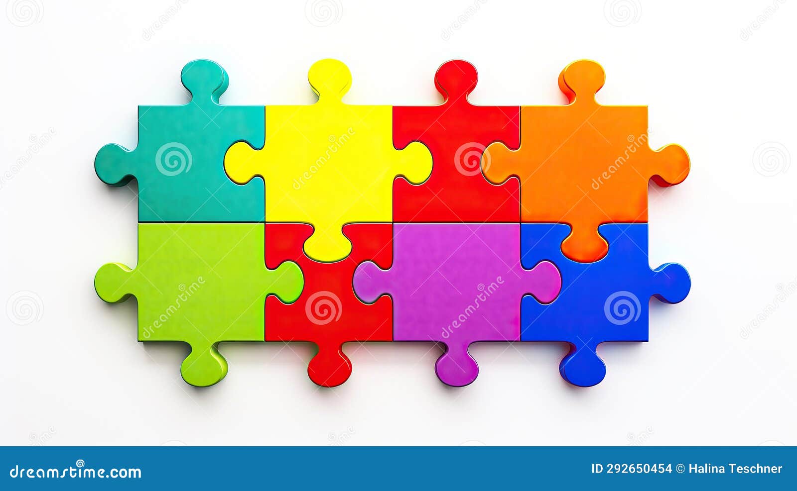Colorful Puzzle Pieces are Connected Together on White Background Stock ...