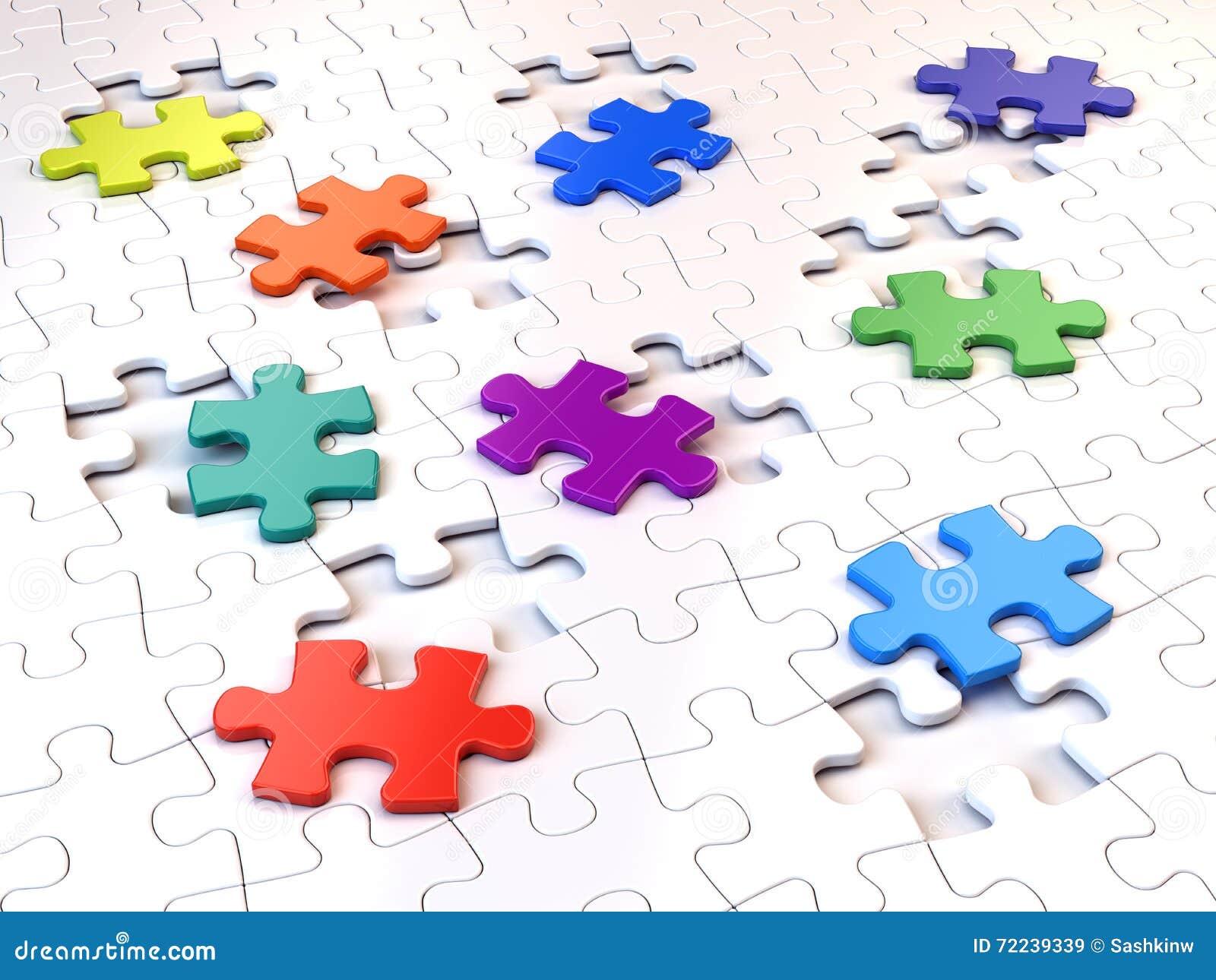 Colorful puzzle pieces stock illustration. Illustration of challenge ...