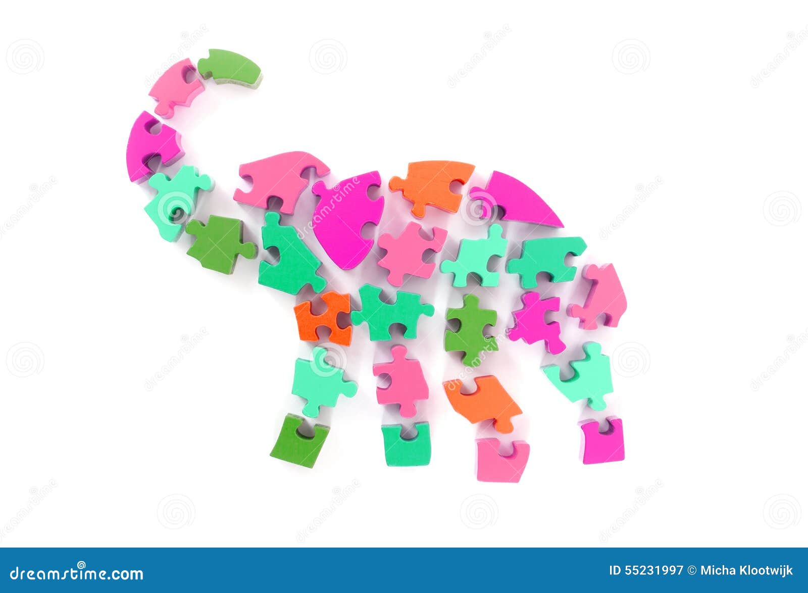 Colorful Puzzle Pieces in Elephant Shape Stock Image - Image of element ...
