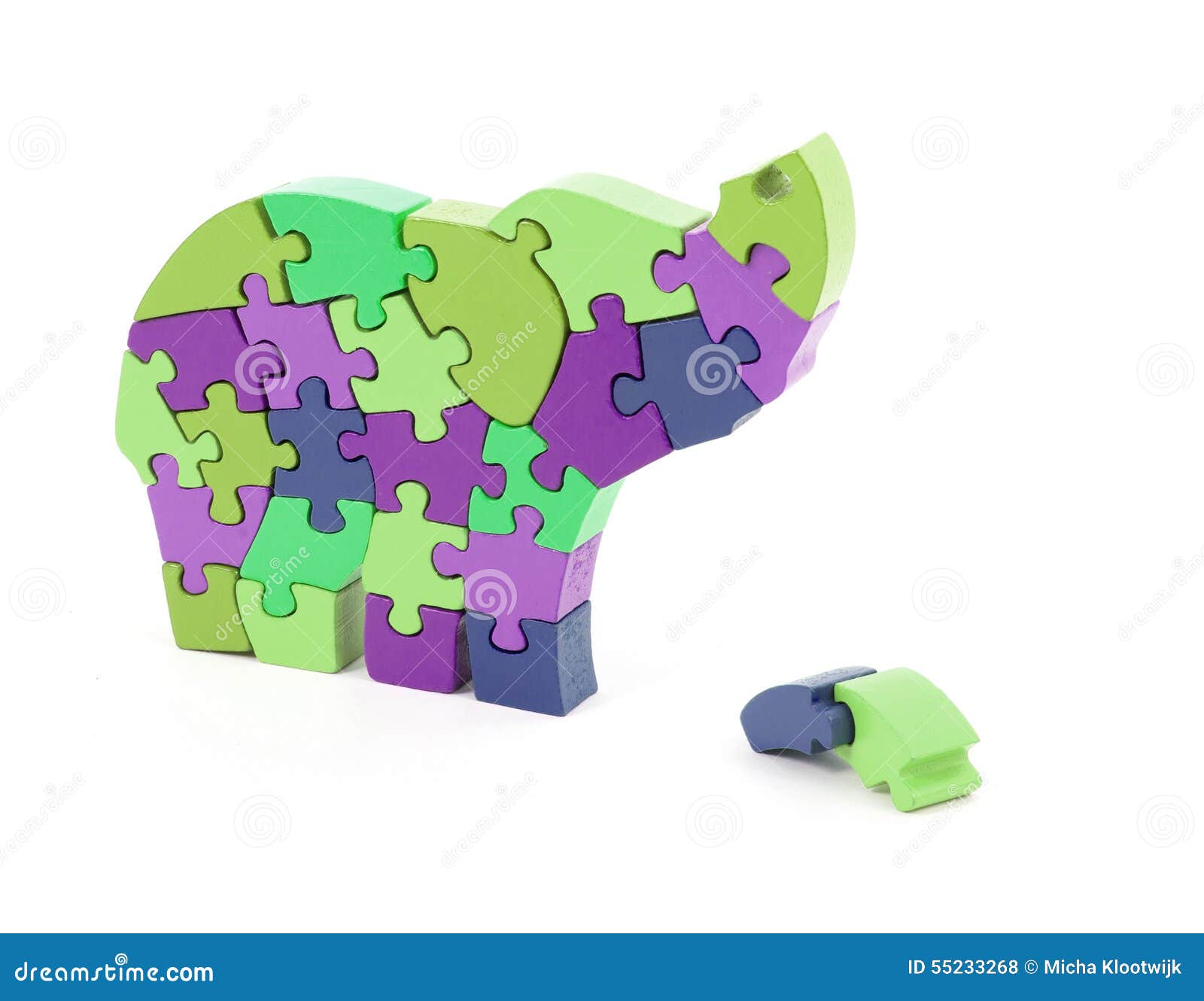 Colorful Puzzle Pieces in Elephant Shape Stock Photo - Image of objects ...
