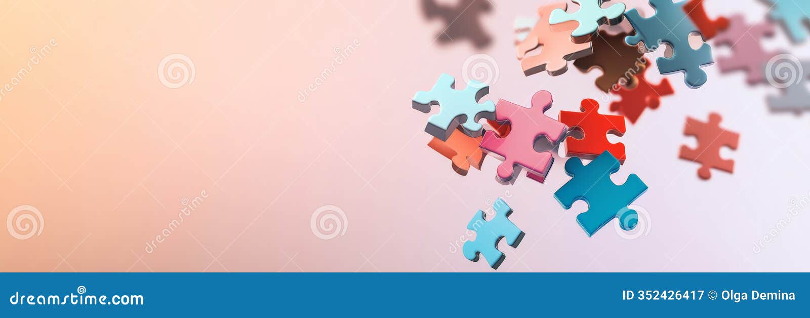 Colorful Puzzle Pieces Floating on Pastel Background Representing ...