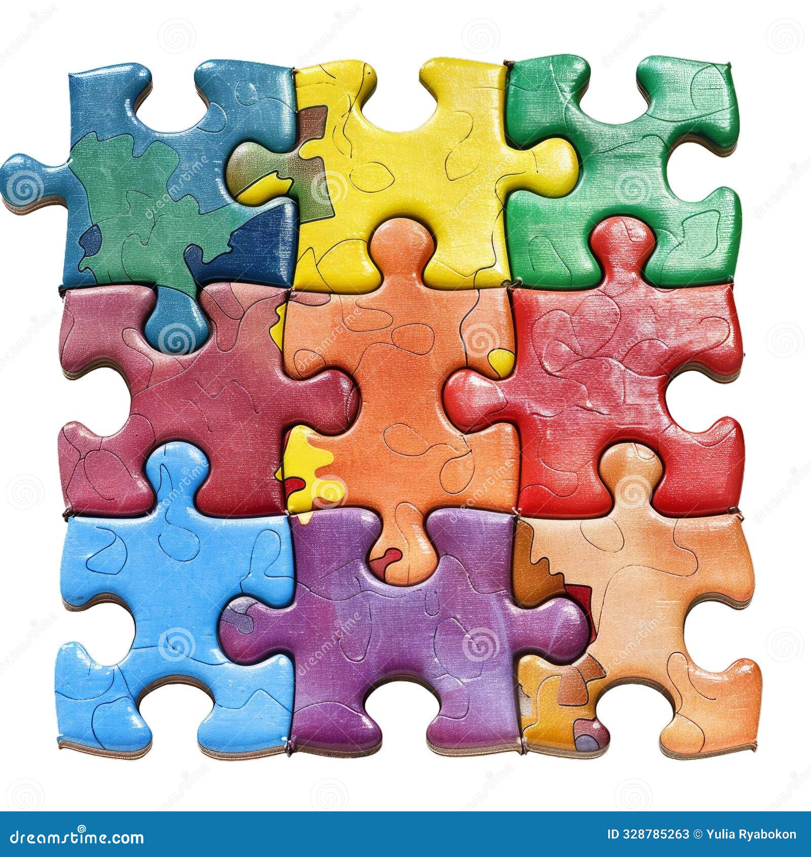 Colorful Puzzle Pieces Forming a Square Shape Stock Image - Image of ...