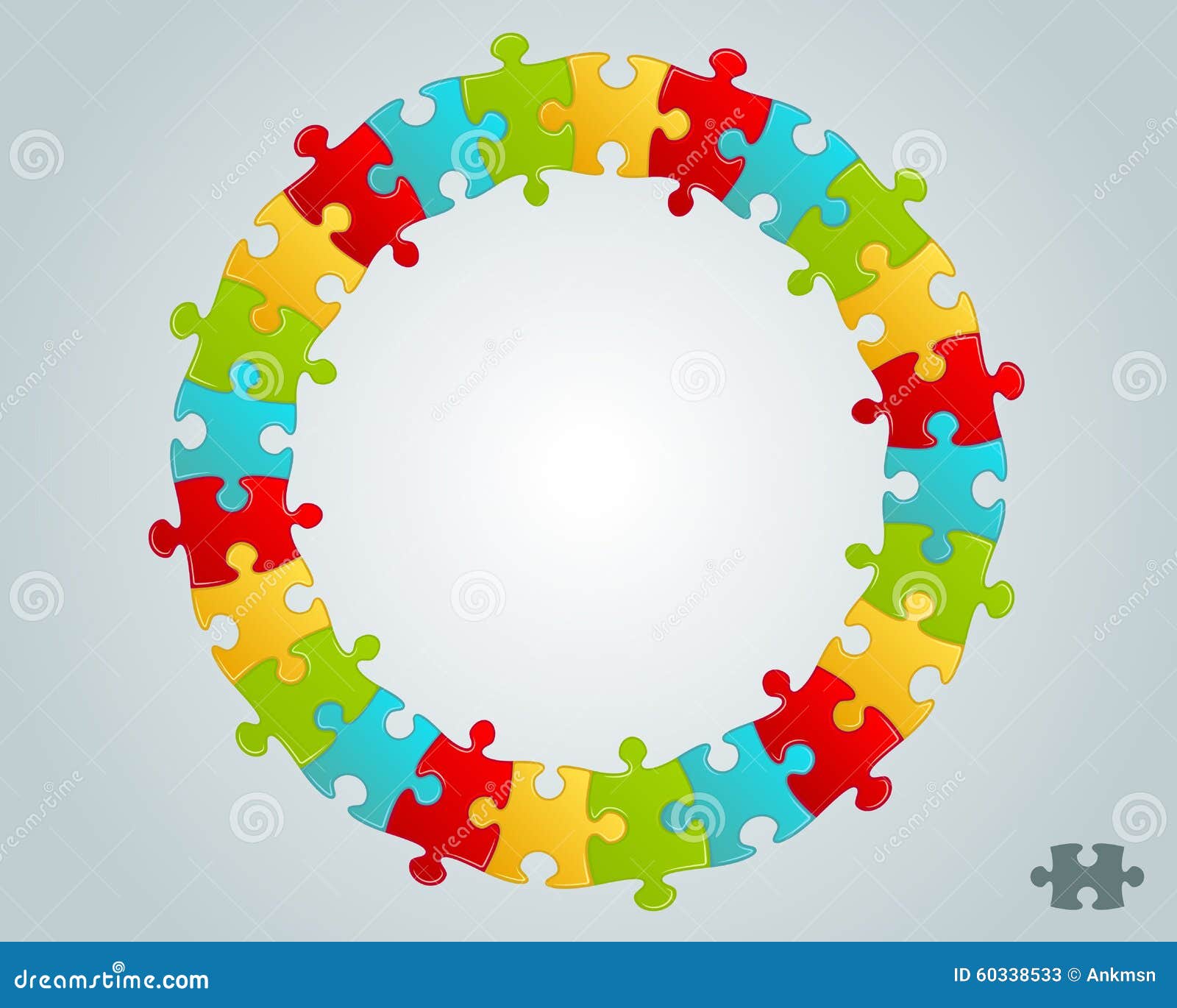 Colorful Puzzle Pieces Round Frame Stock Vector - Illustration of ...