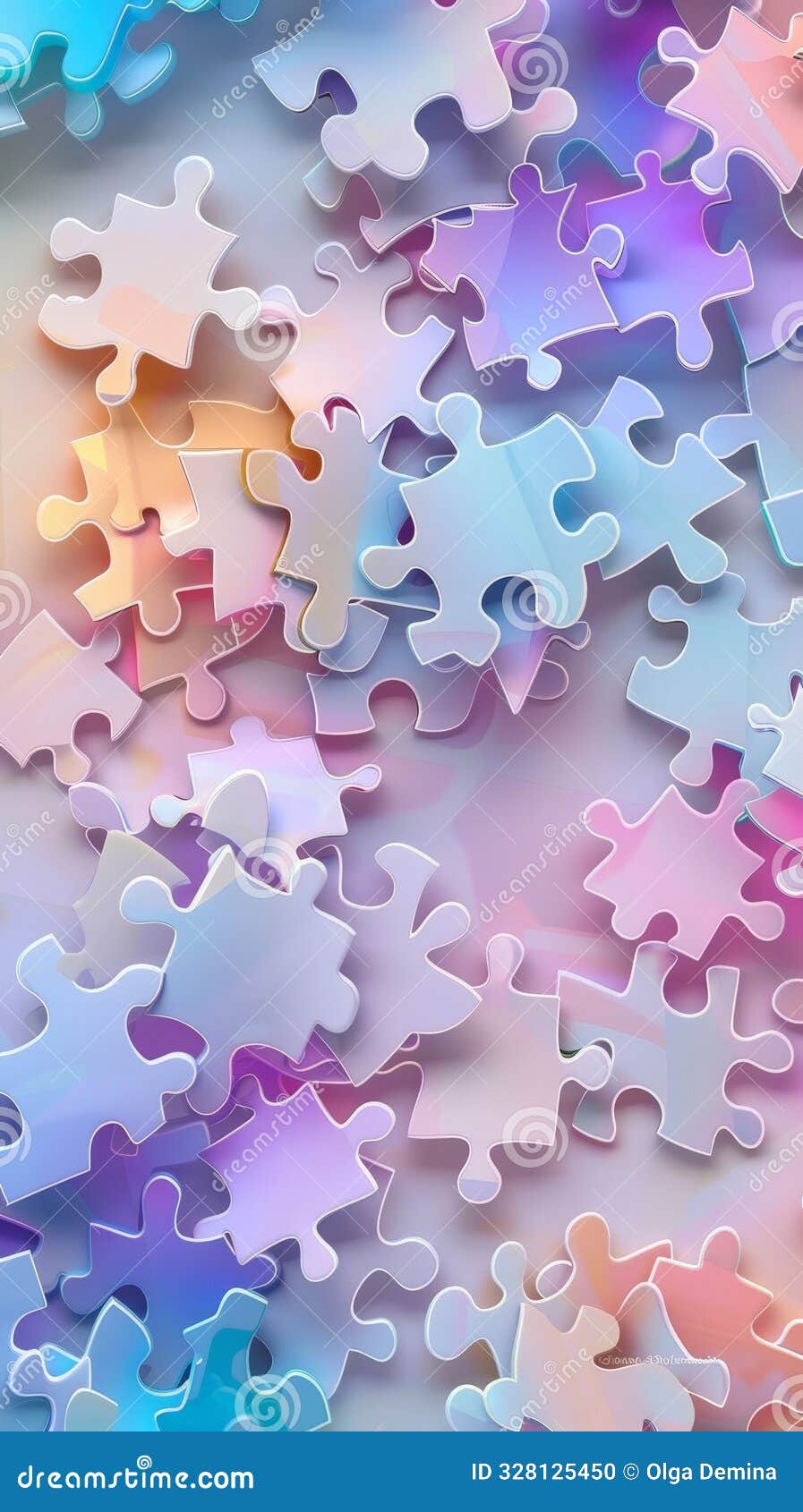 Colorful Puzzle Pieces in Various Shades with a Soft Focus. Represents ...