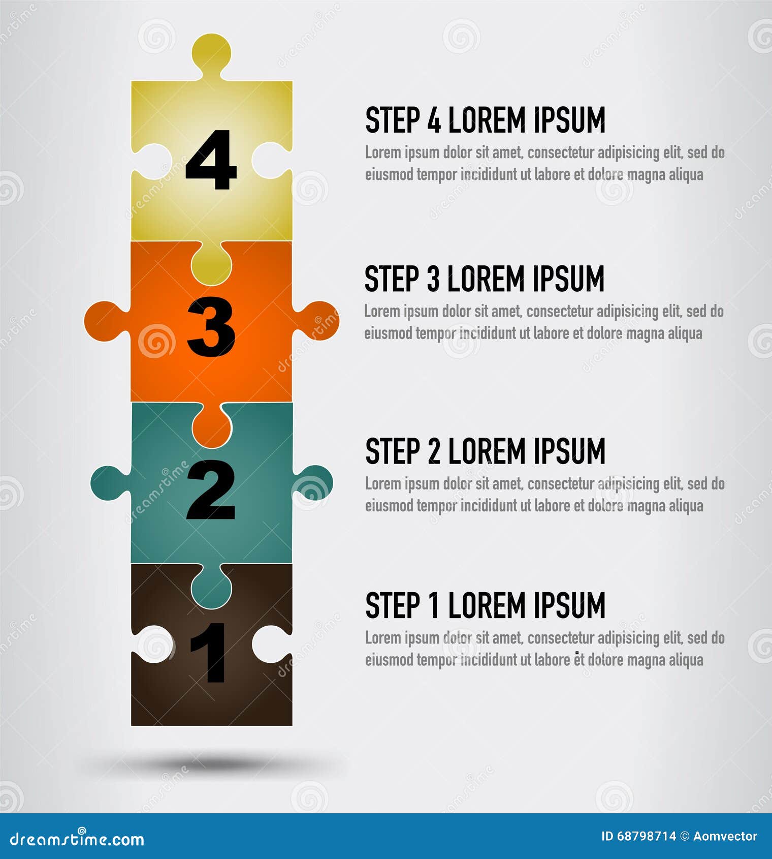 Colorful Puzzle Pieces Vertical Structure Vector Template Stock Vector ...