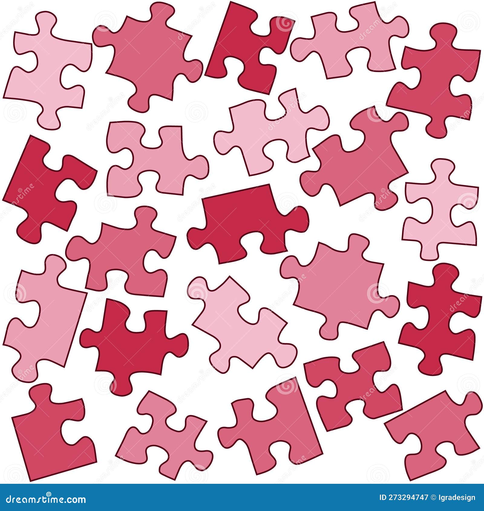 Pink Pieces of Puzzle Pieces on White Stock Illustration - Illustration ...