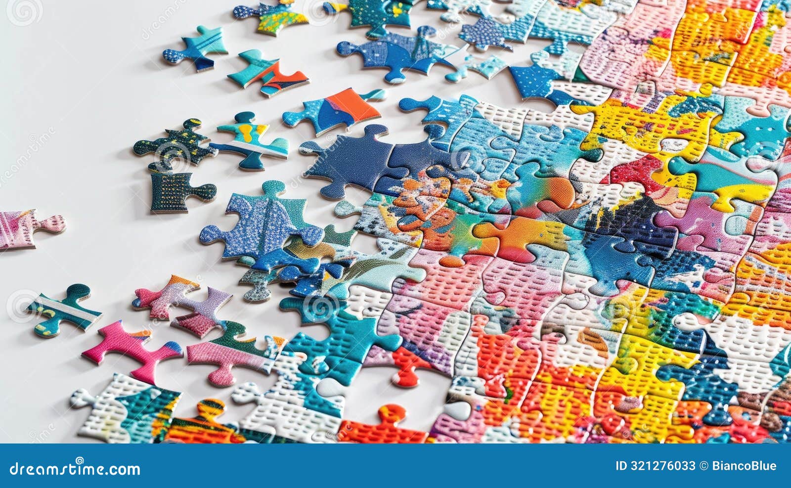 Colorful Puzzle Pieces on White Background the Puzzle is Not Finished ...