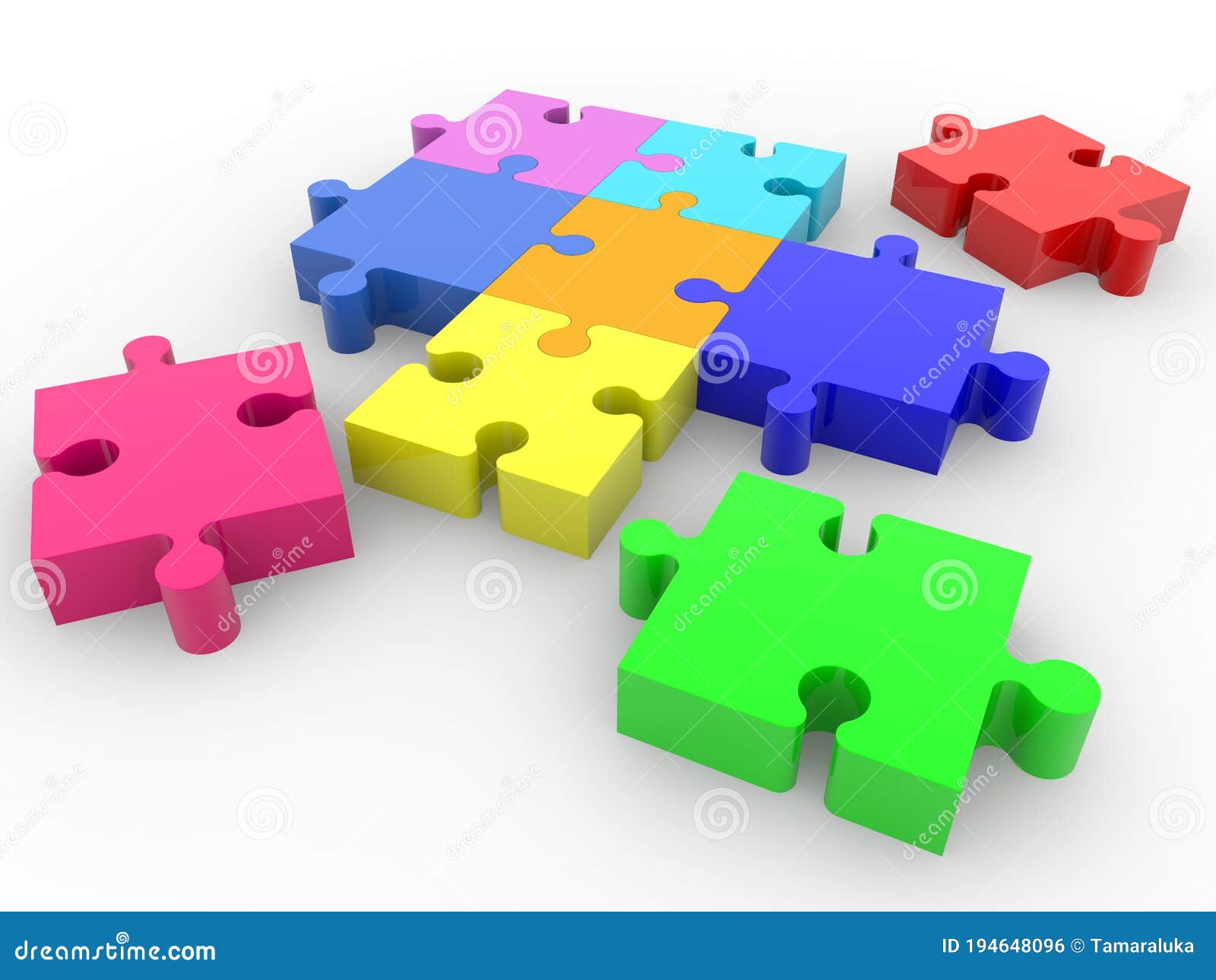 Colorful Puzzle Pieces on a White Stock Illustration - Illustration of ...