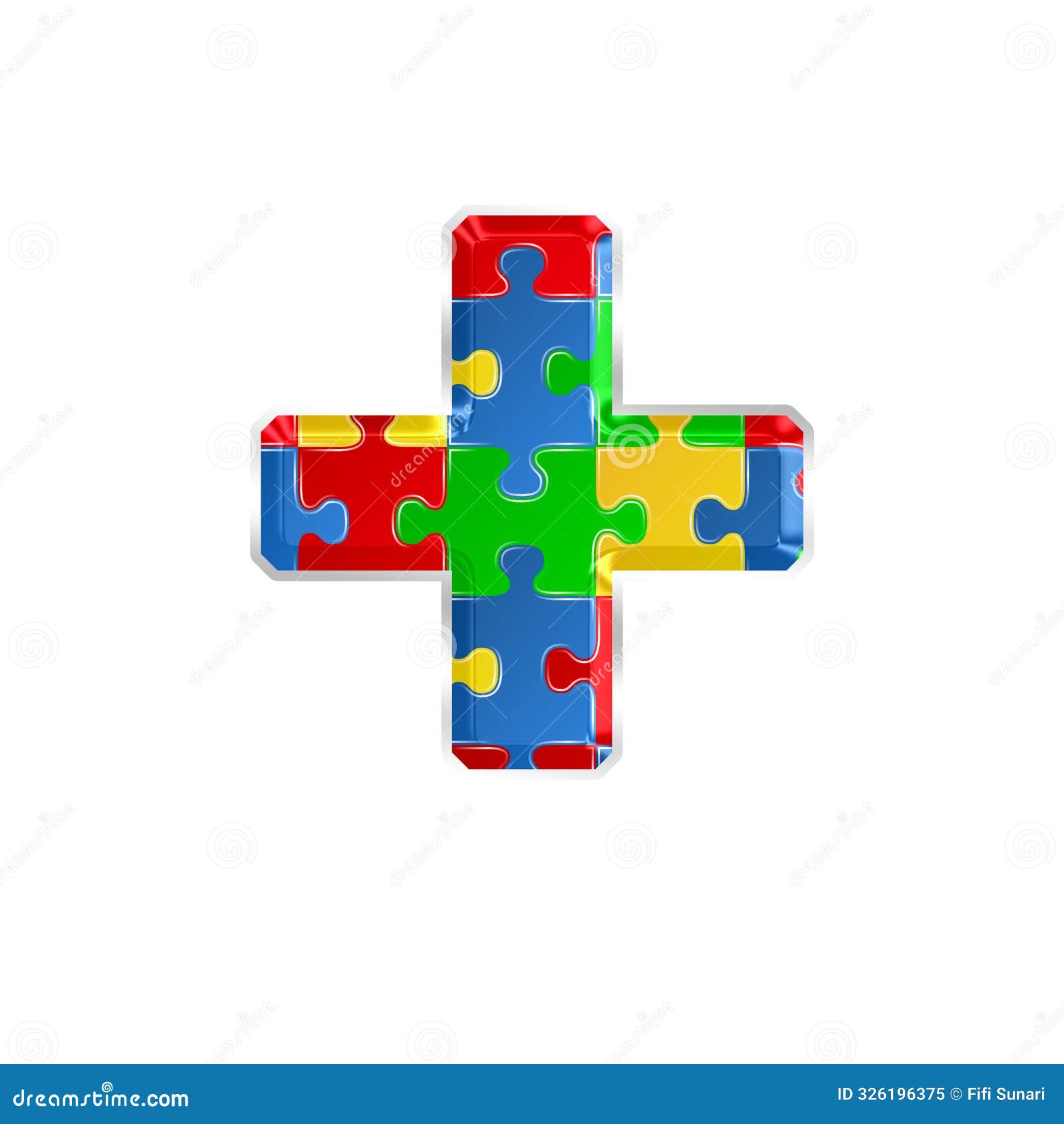 Colorful Puzzle Plus Math Symbol Isolated On Transparent Background ...