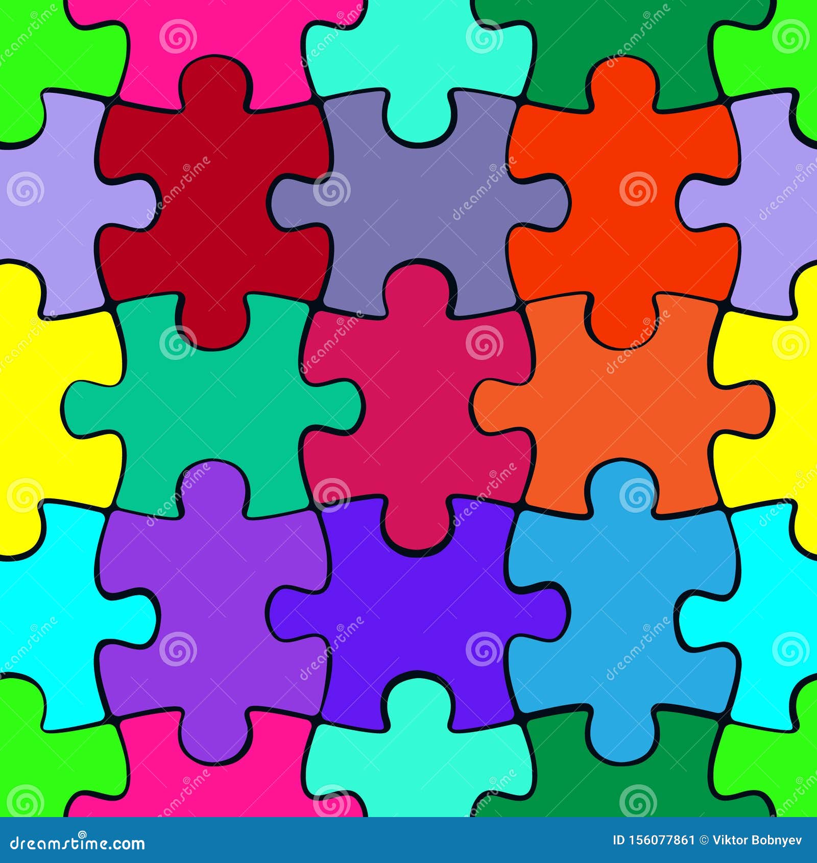 Colorful Puzzle Seamless Pattern Background. Jigsaw Pieces Template ...