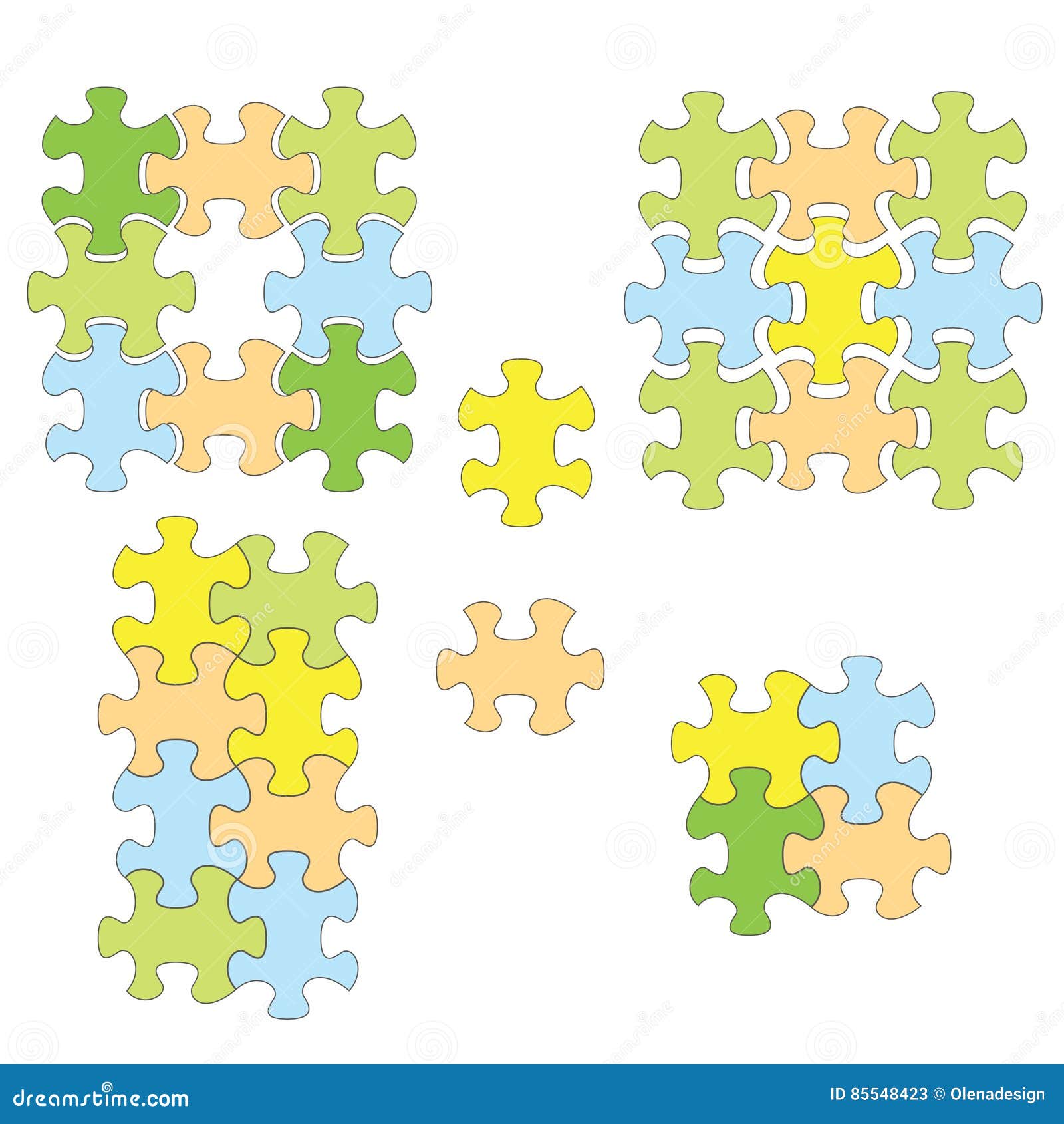 Colorful Puzzles As Infographic - Vector Set of Elements Stock Vector ...