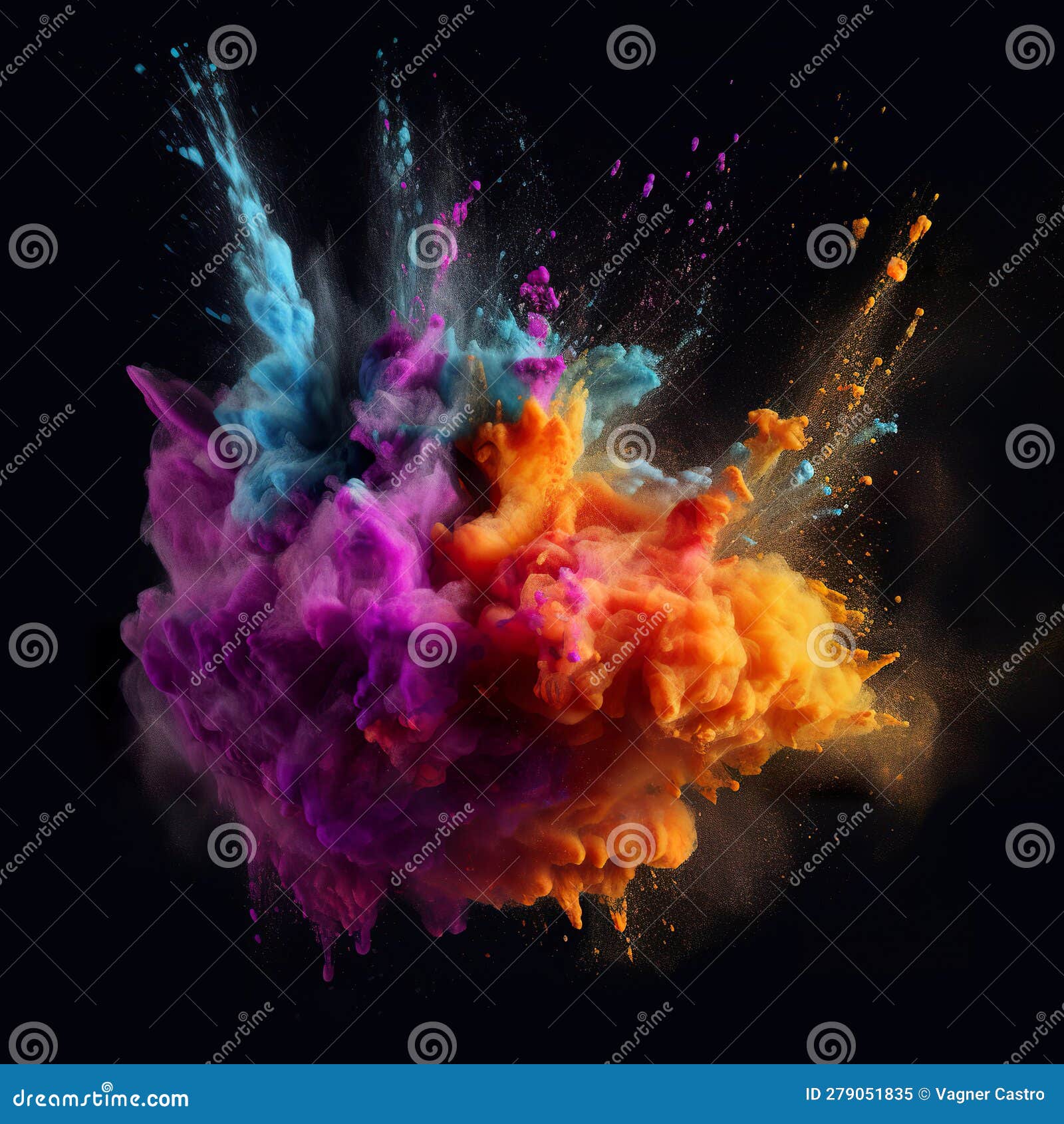 Colorful Pwoder Explosion on Dark Background. Abstract Art of Exploding ...