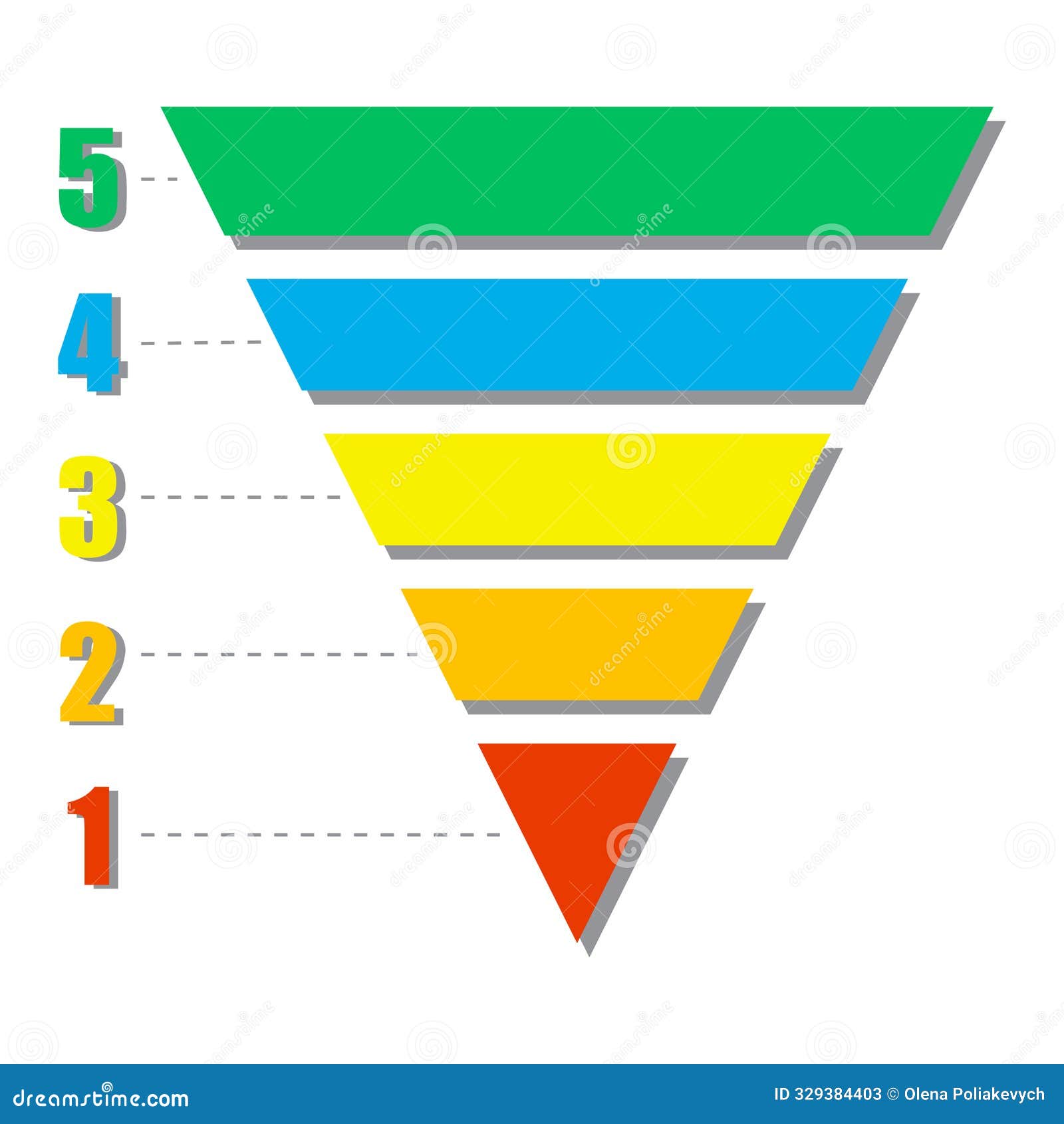 Colorful Pyramid Chart. Five Numbered Layers. Hierarchical Structure ...