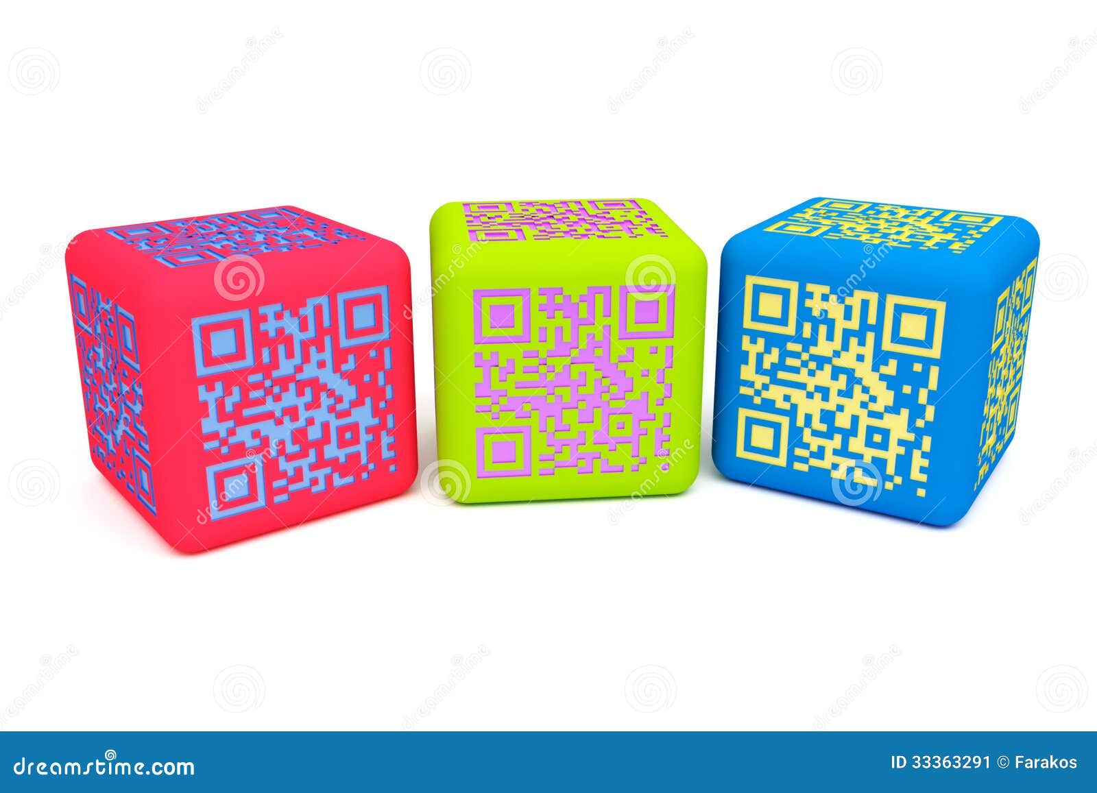 Colorful QR cubes 2 stock illustration. Illustration of render - 33363291