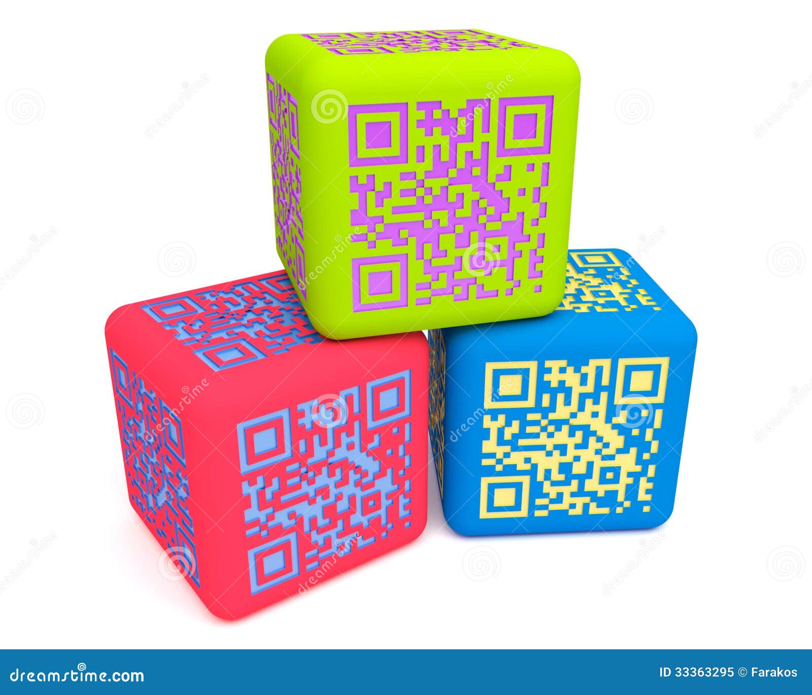 Colorful QR cubes 3 stock illustration. Illustration of concept - 33363295