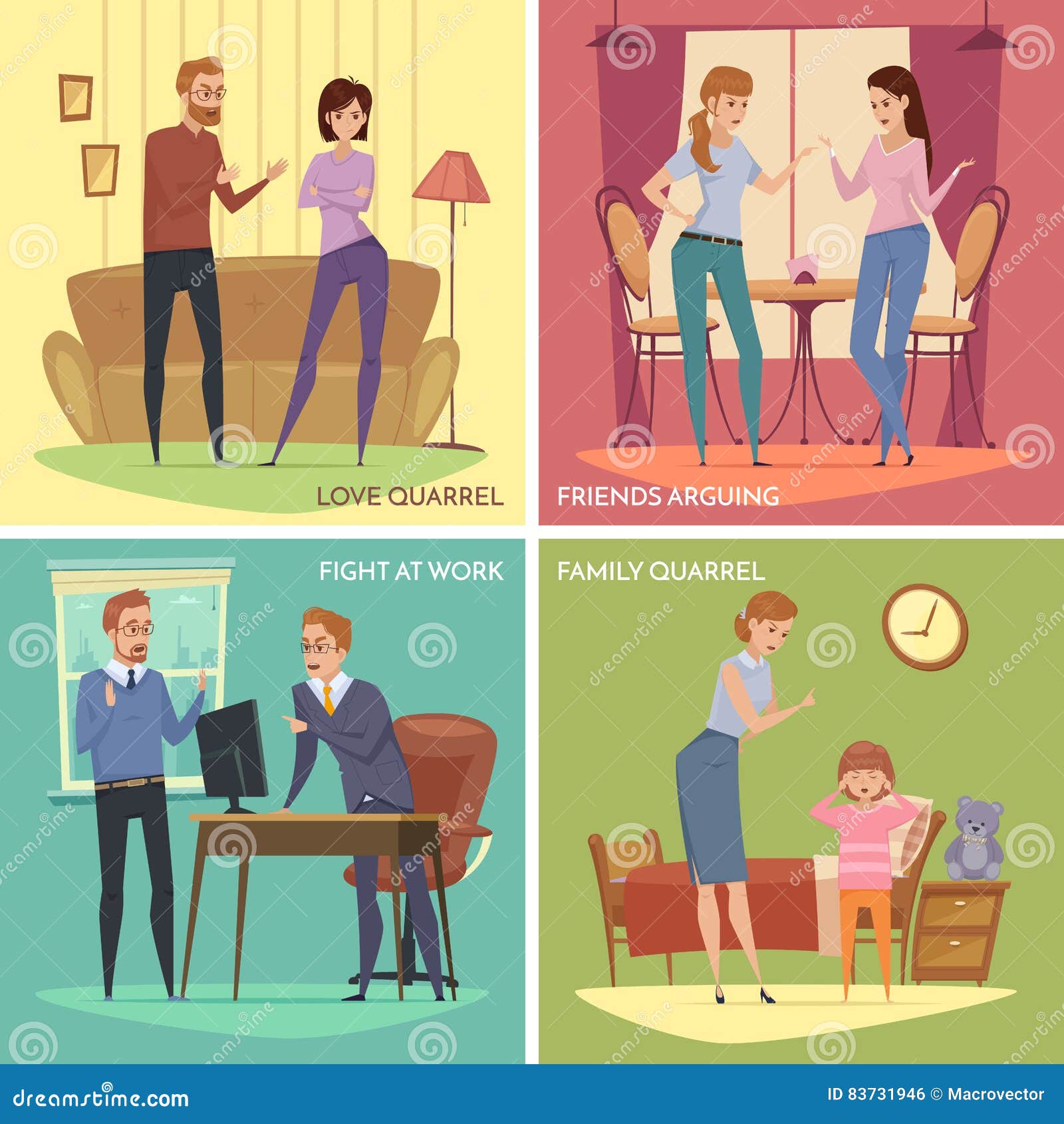 Colorful Quarrel Concept stock vector. Illustration of computer - 83731946