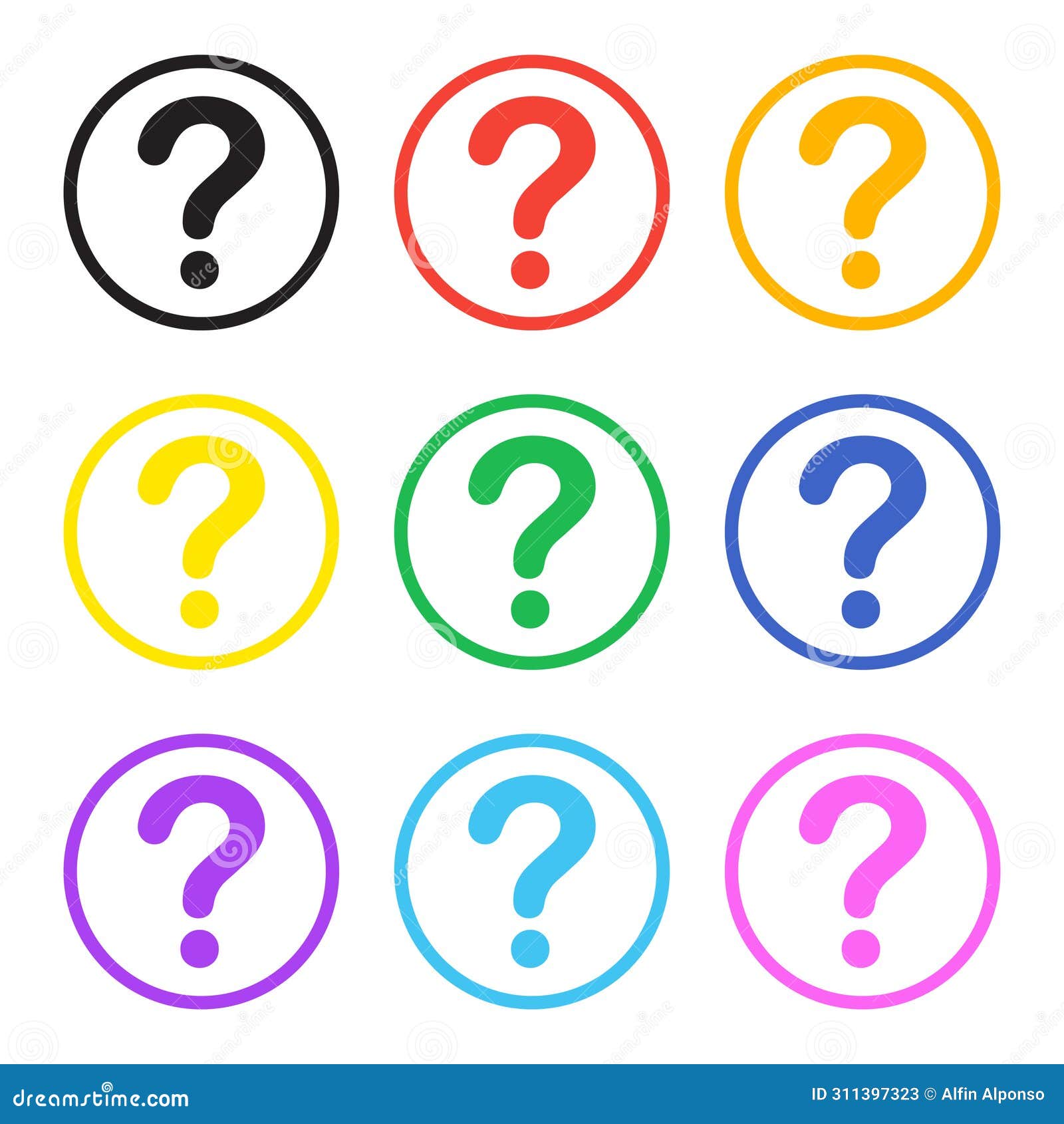 Colorful Question or Help Mark Icons Stock Vector - Illustration of ...