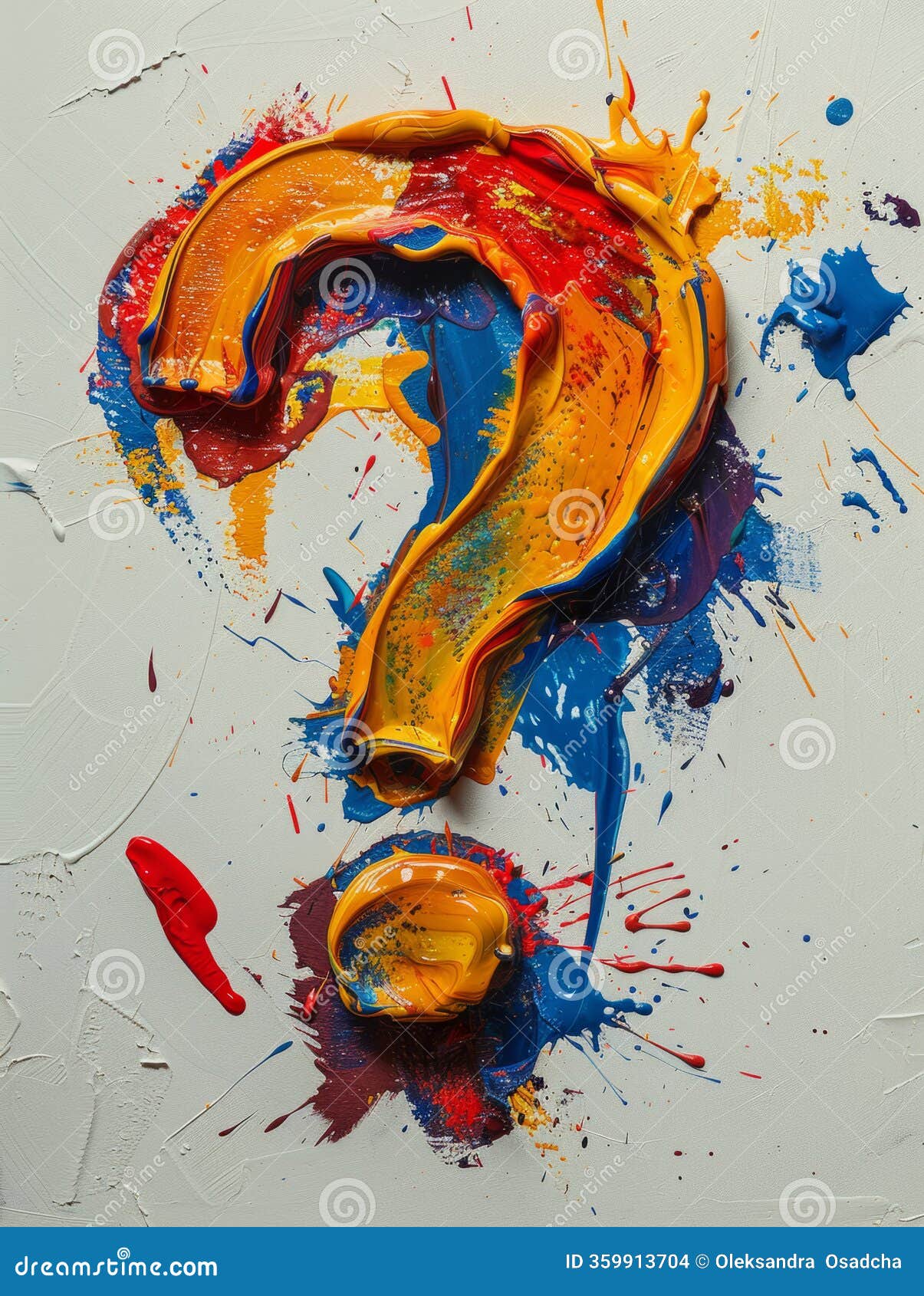Colorful Question Mark Made of Paint Splashes on White Background Stock ...