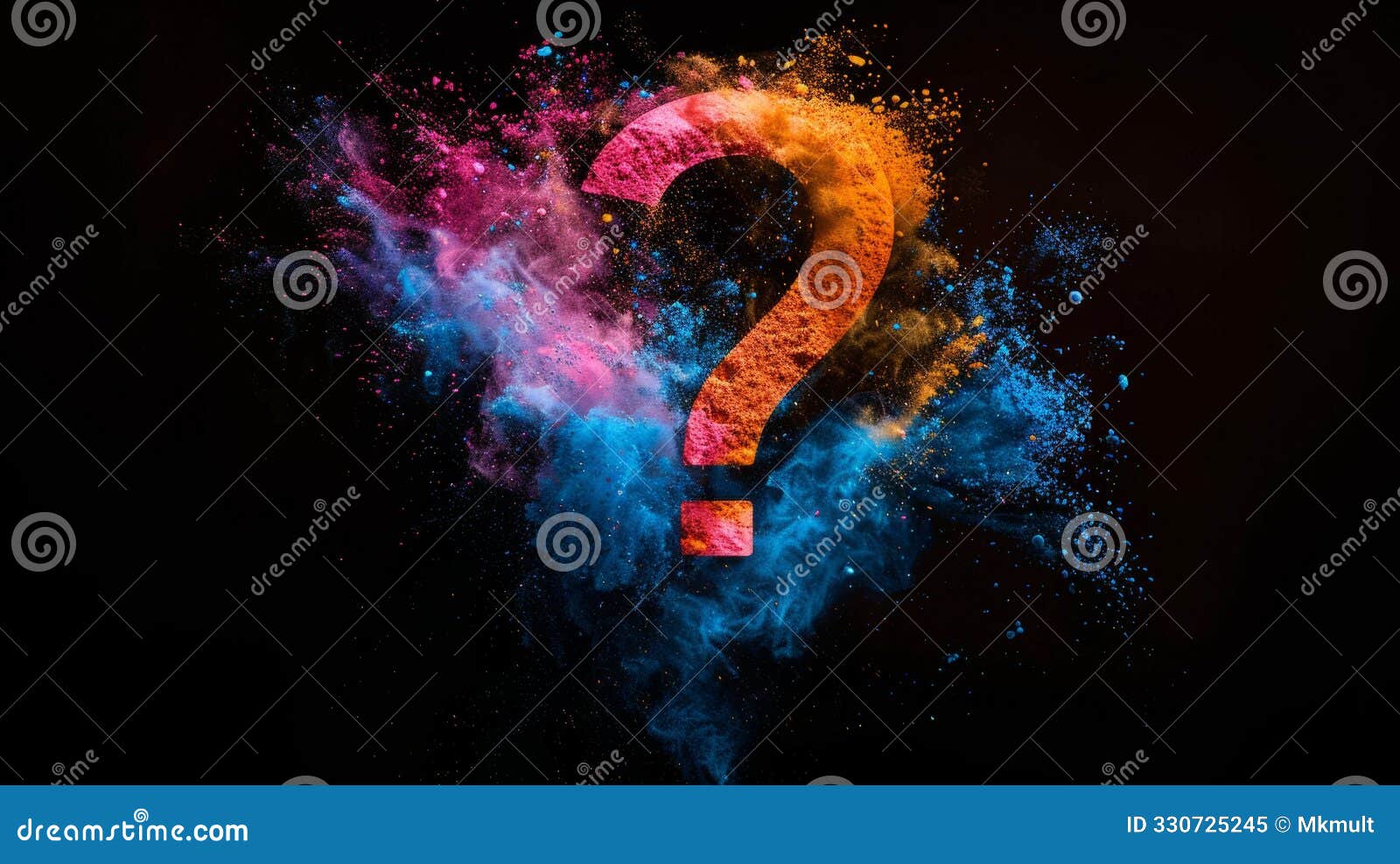 Colorful Question Mark Made from Vibrant Powder Explosion Against a ...